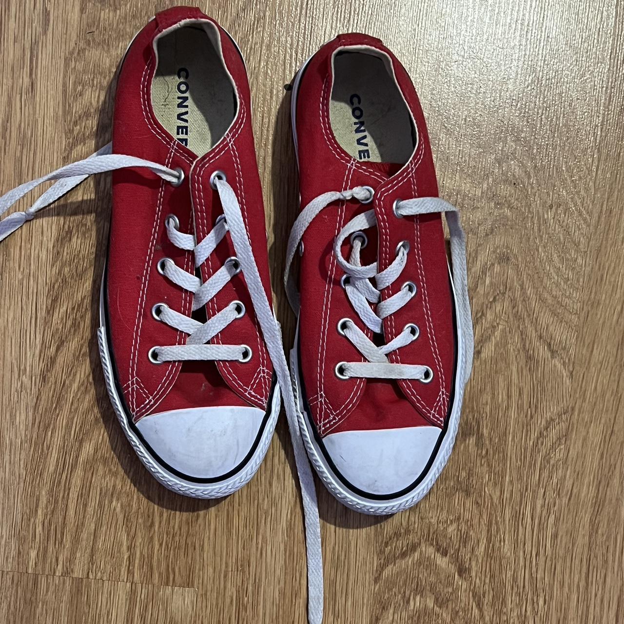 Classic red Converse Chuck Taylor’s. Size: Youth US... - Depop