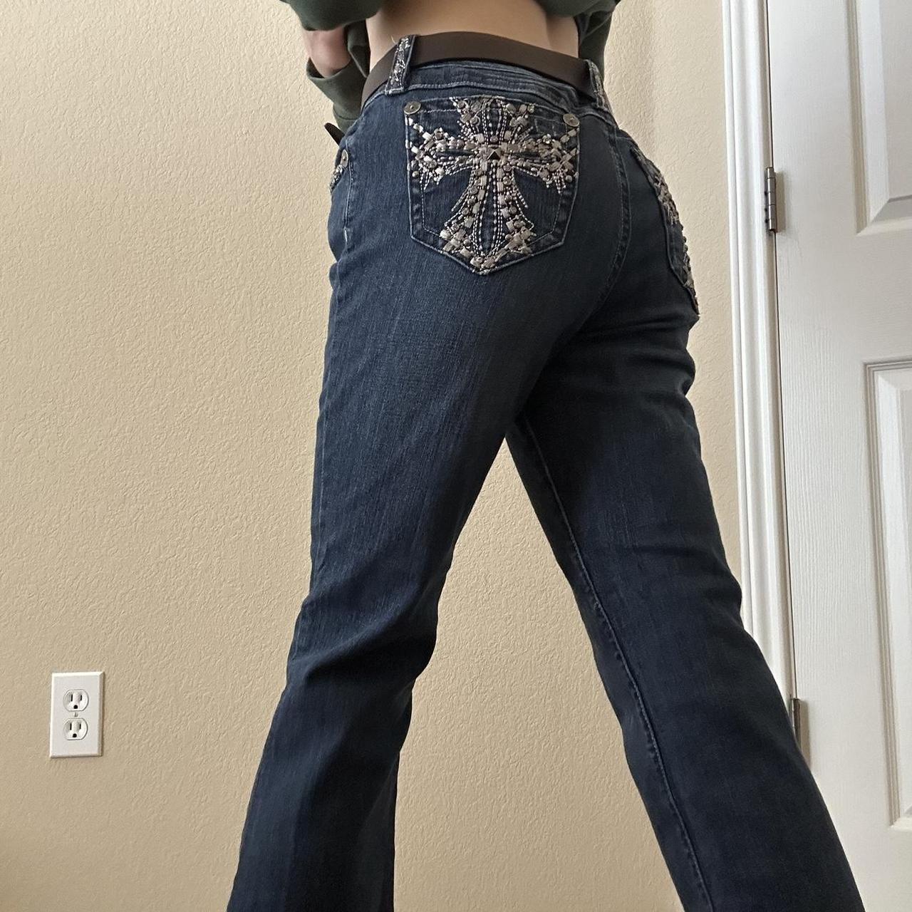 Vintage low rise jeans Dark wash flare jeans with... - Depop