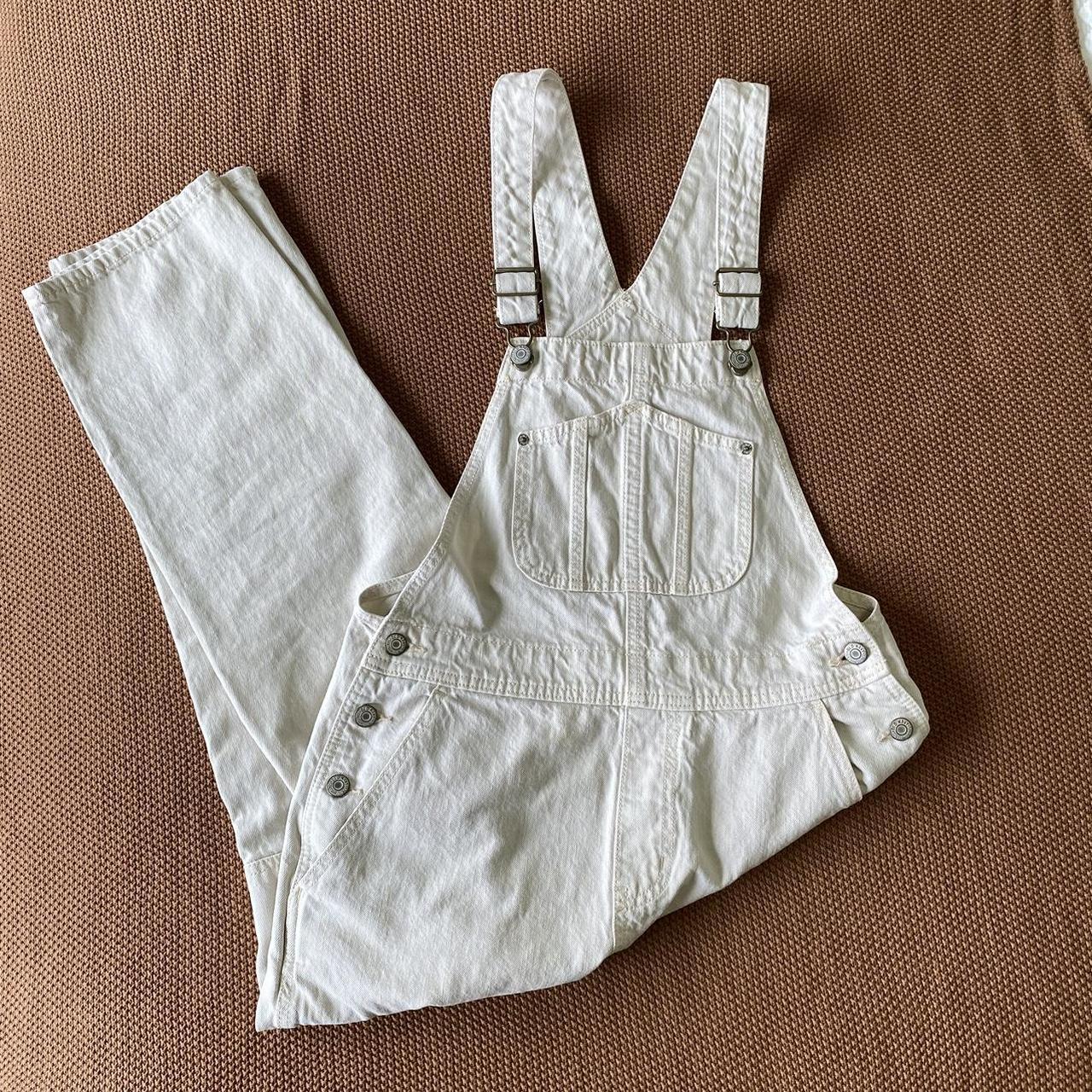 Cream Old Navy overalls Size 4 Regular Super... - Depop