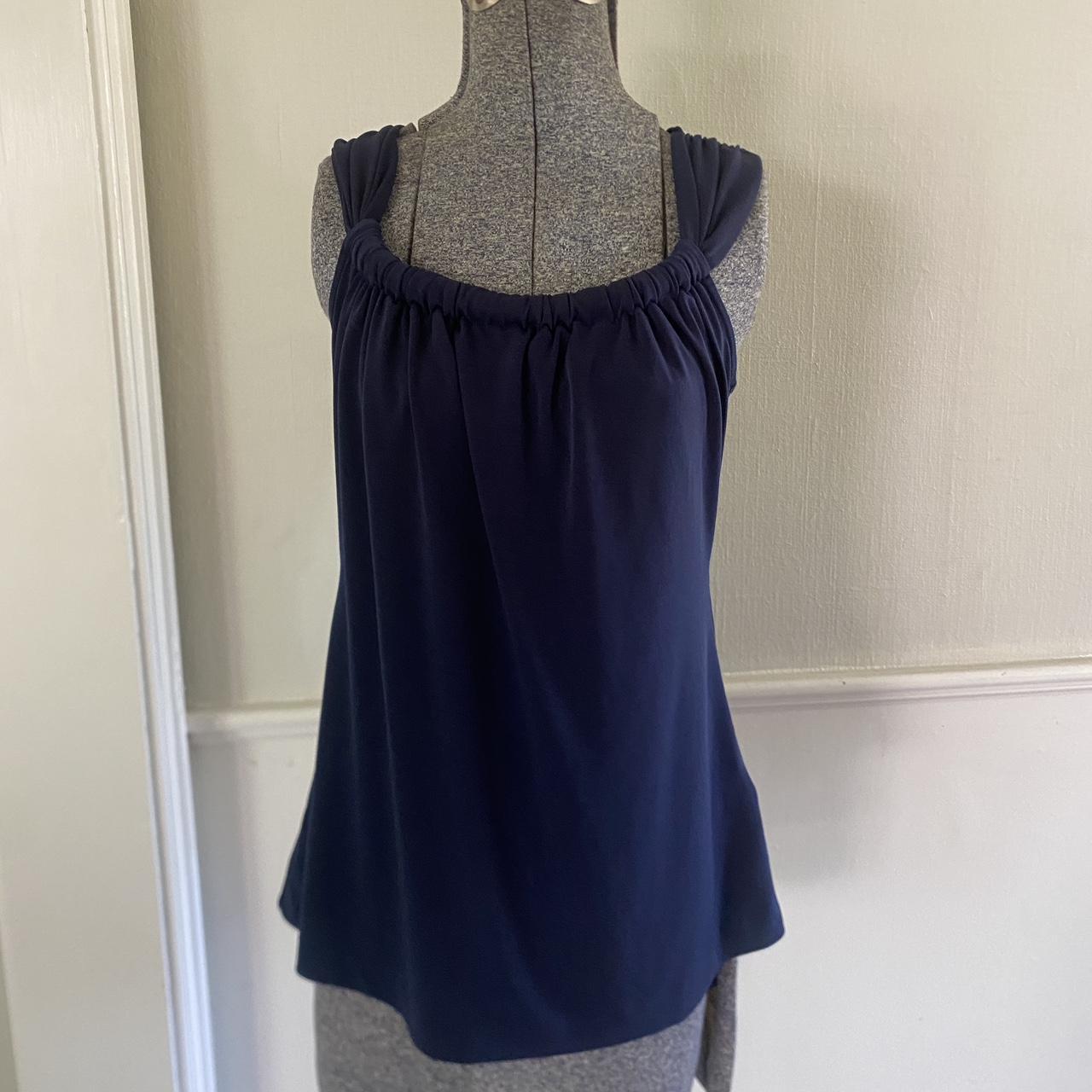 Classy navy blue tank top for an office siren look... - Depop