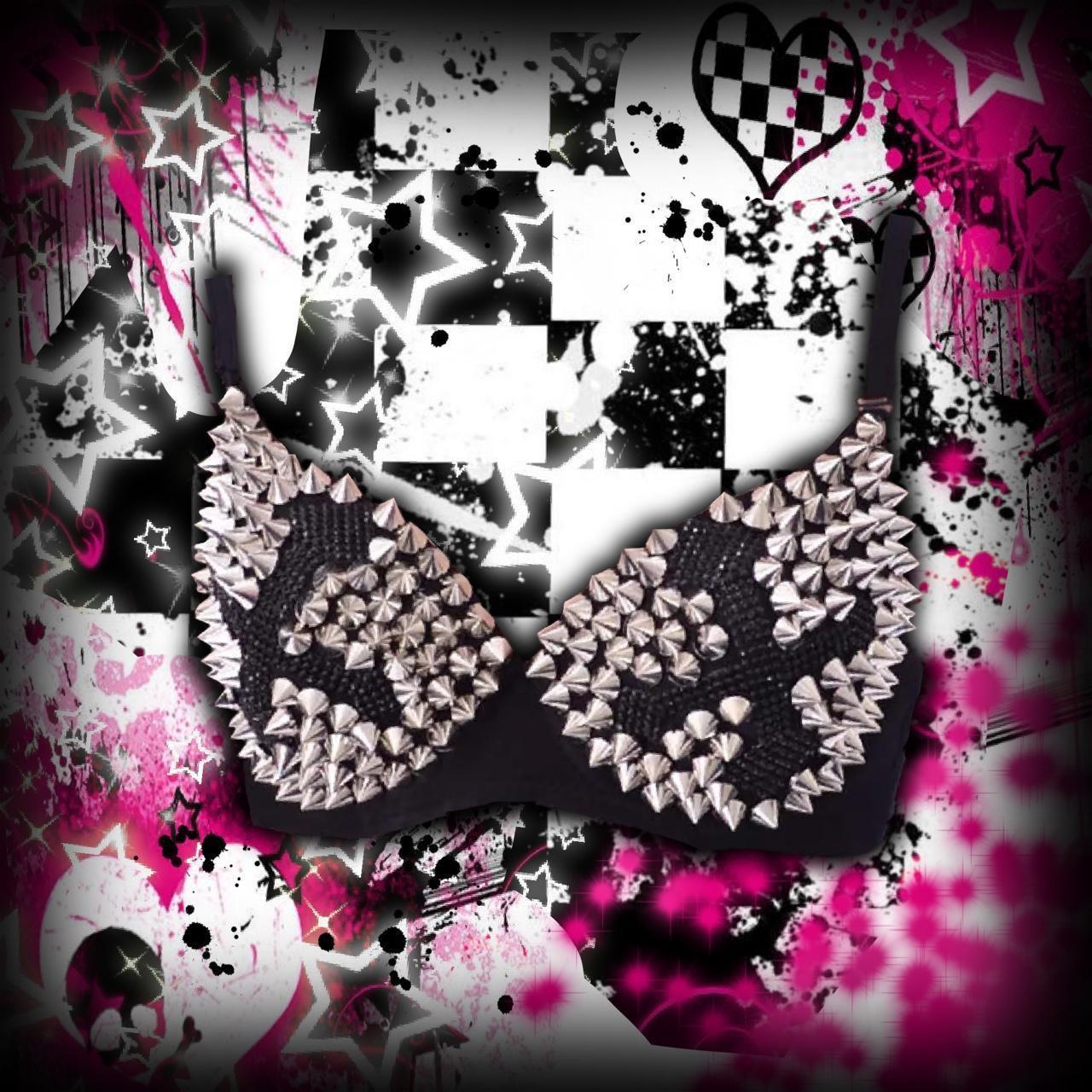 Goth Black Studded Bra Vest Cross Gothic Punk Alt... - Depop