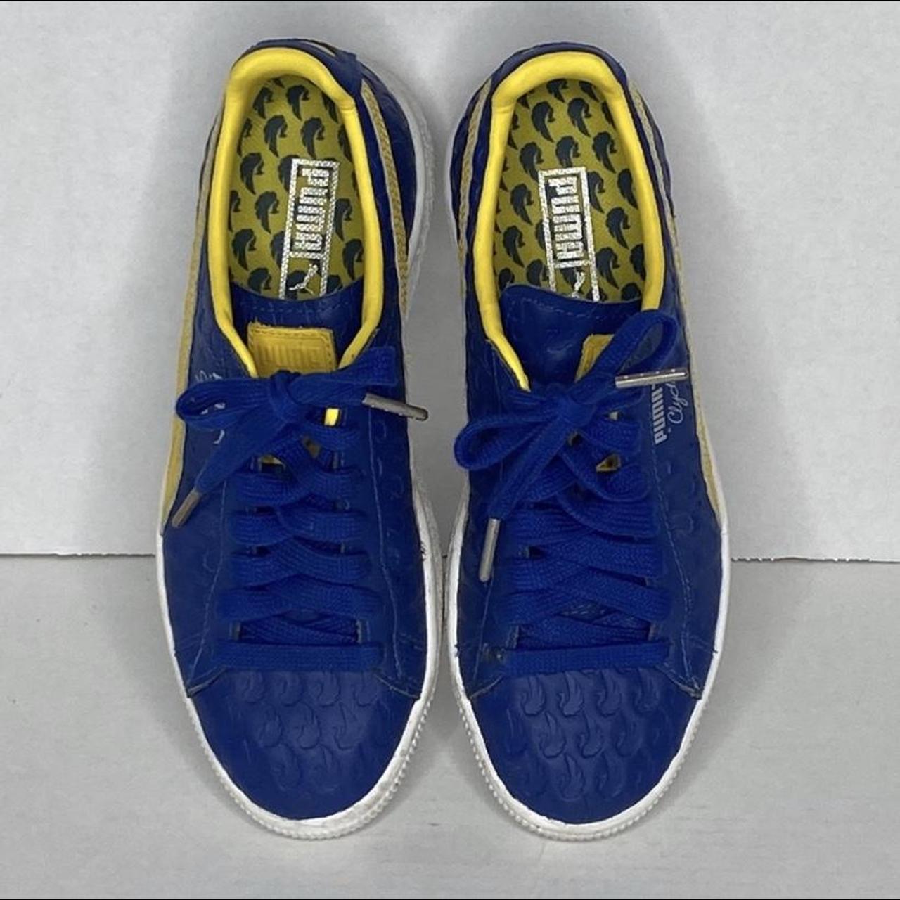 Puma “Clyde” in Blue and Dandelion Yellow Size:... - Depop