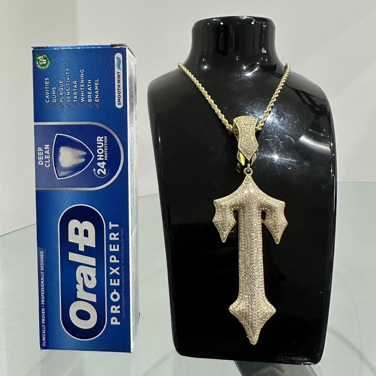 -SALE- Gold Iced Out ‘Trapstar’ CZ Pendant & Cuban... - Depop