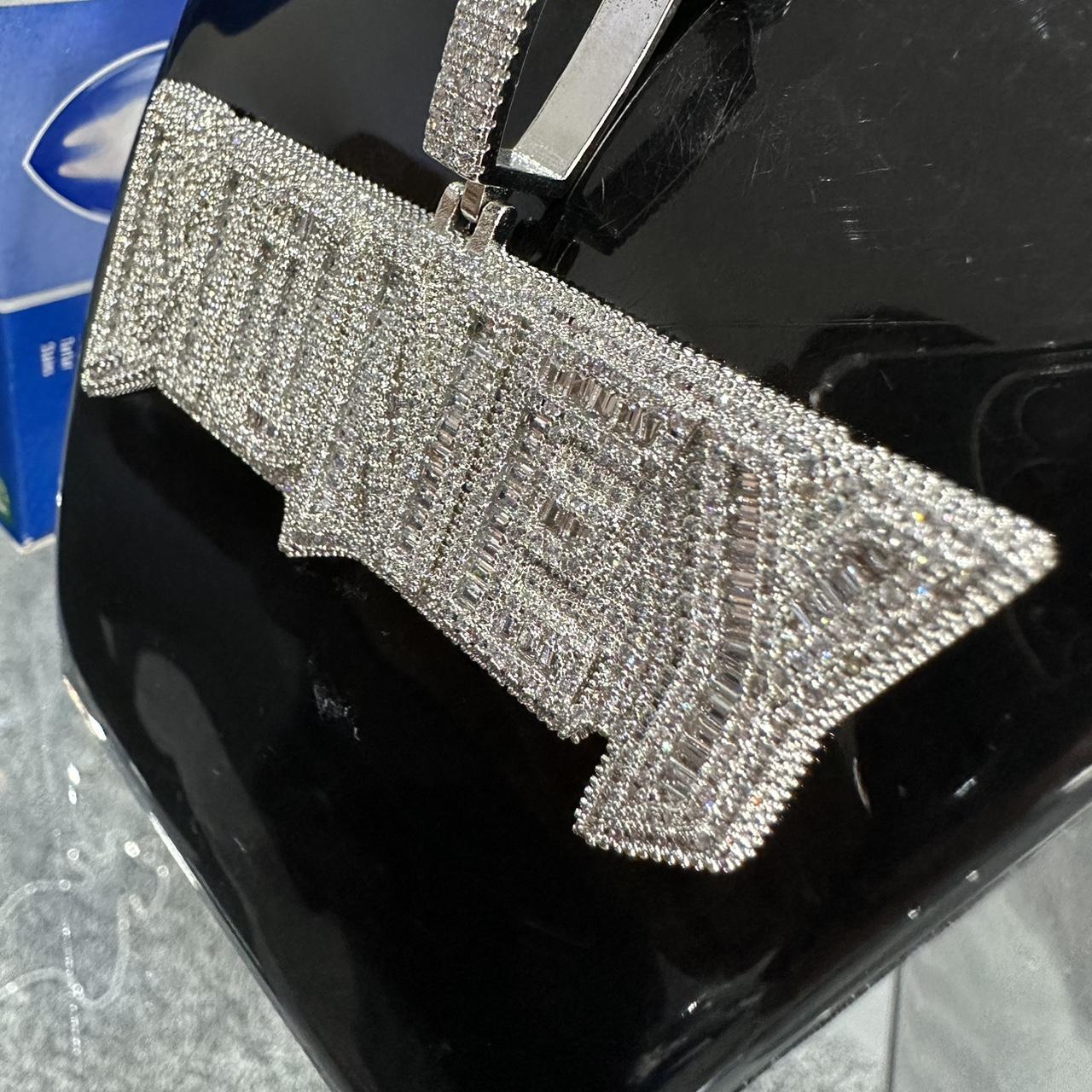 Iced Out ‘Money’ Silver 5A Cubic Zirconia Pendant &... - Depop