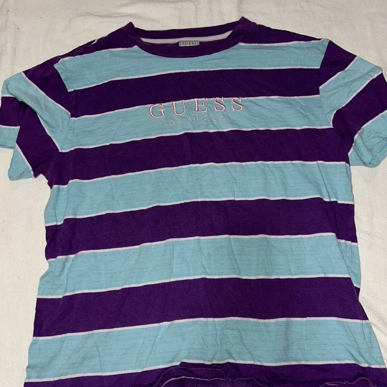 guess blue / purple t shirt! #guess #designer - Depop