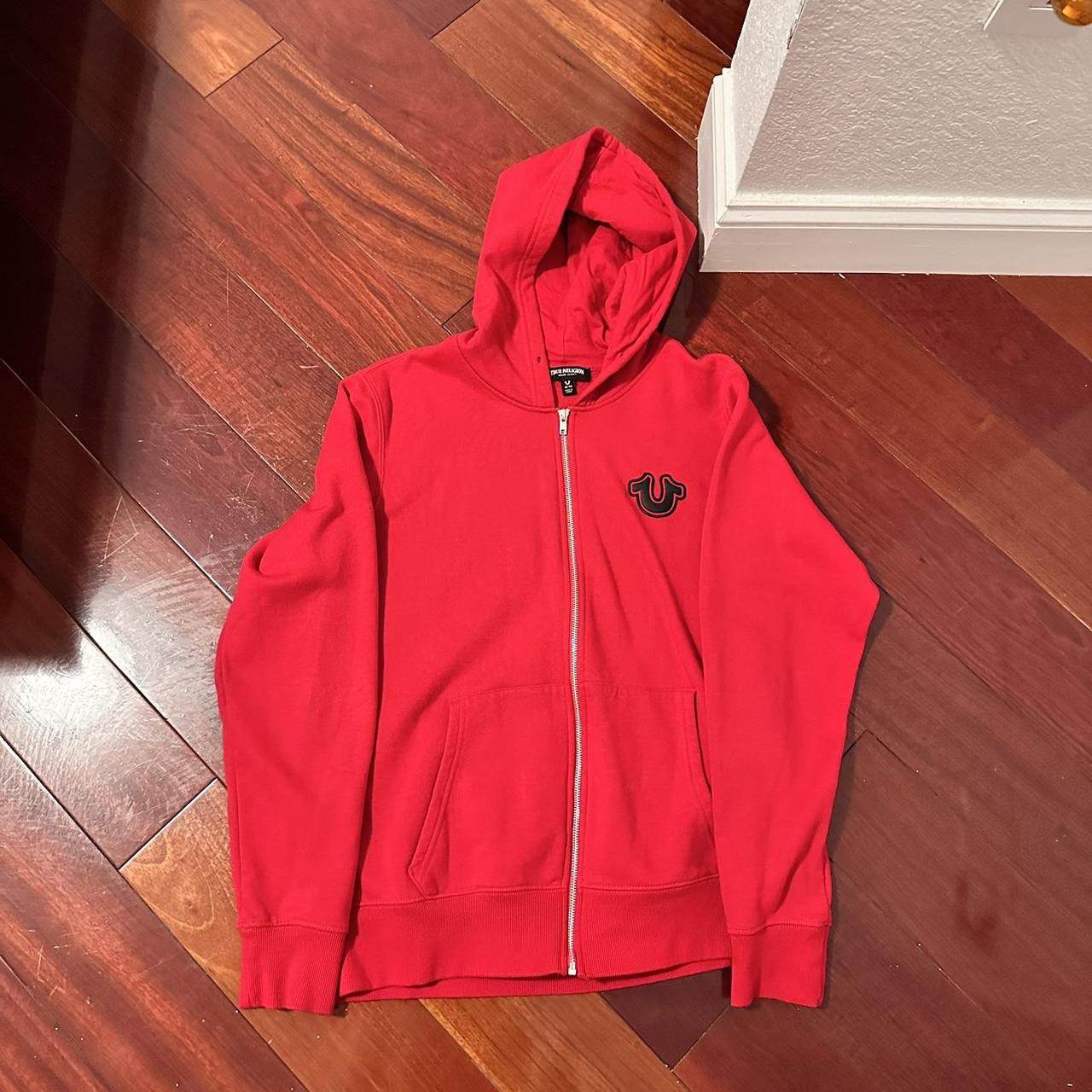 True religion red zip up jacket Size XL No flaws at... - Depop