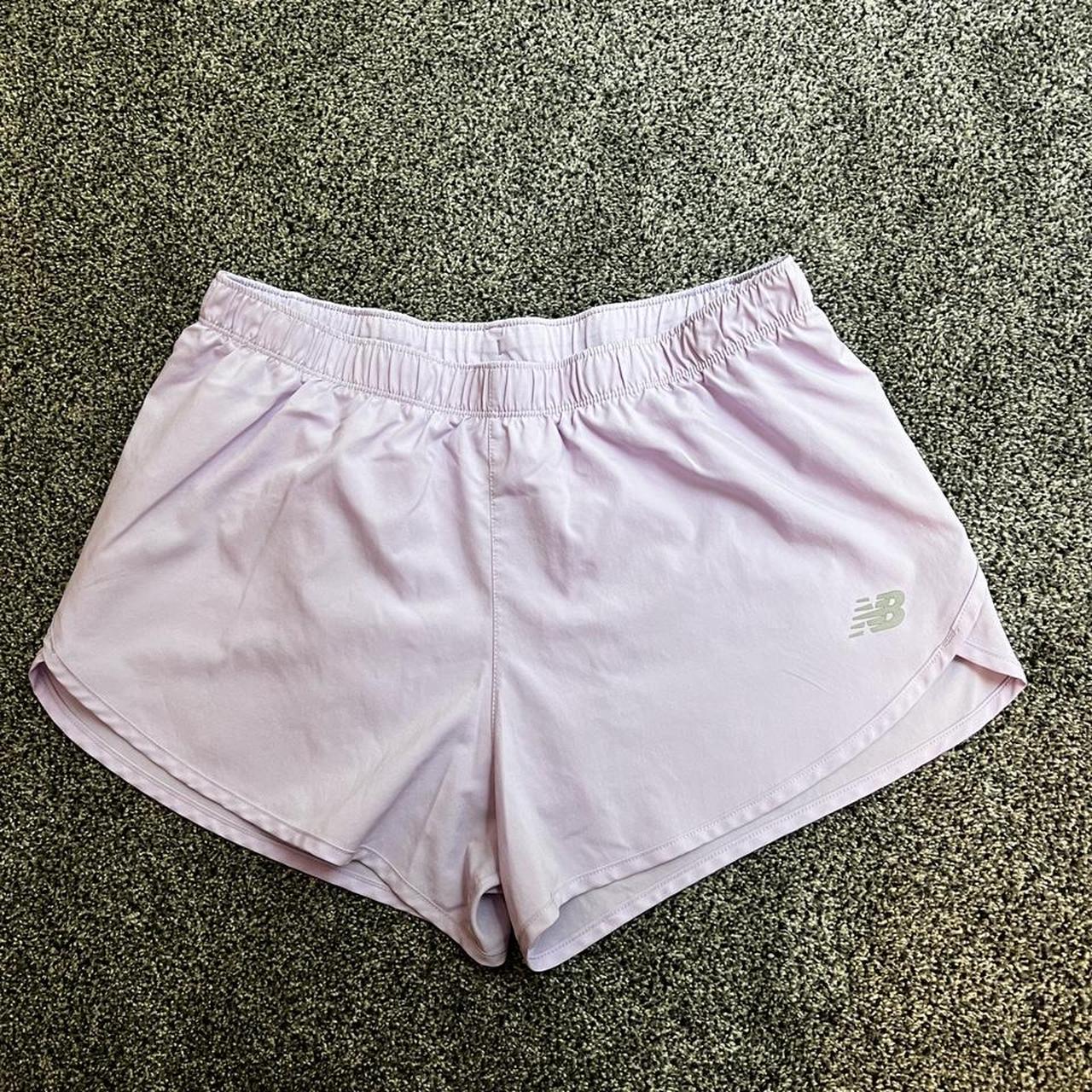 Lilac New Balance Shorts they have a built in... - Depop
