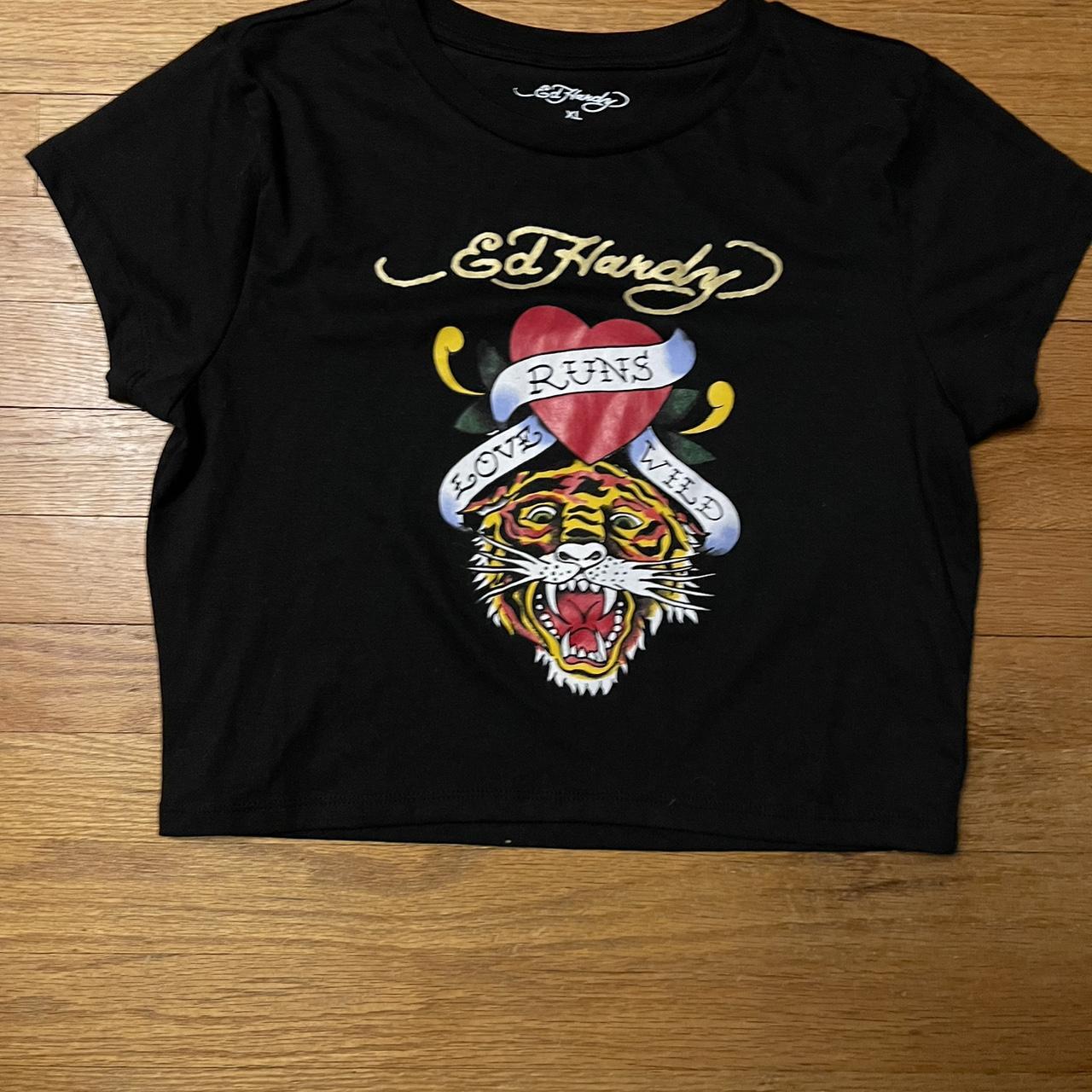 Cute Ed hardy top ‼️DM BEFORE PURCHASE‼️ Tagged L... - Depop