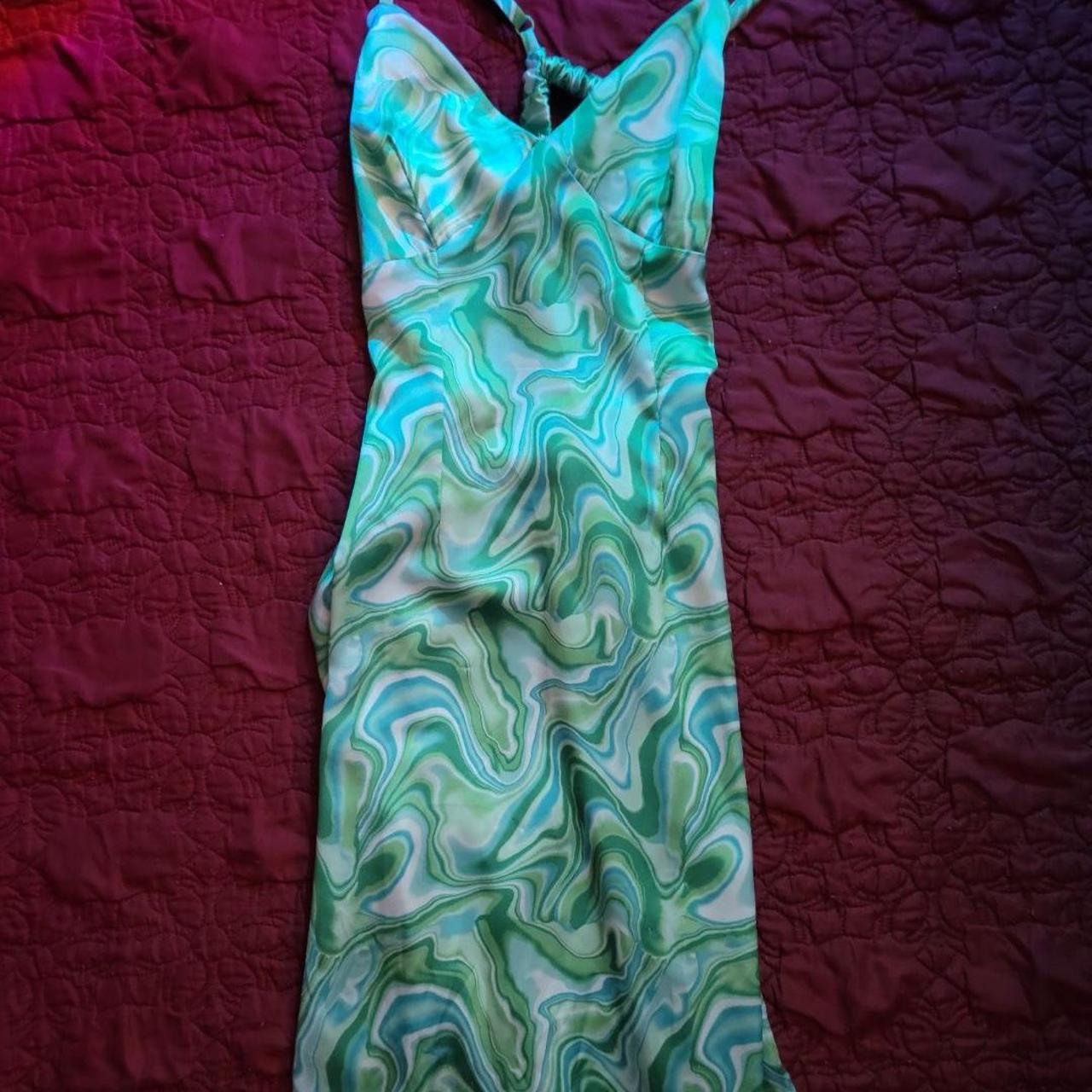 Trendy marble y2k long satin dress, Size M, made by... - Depop