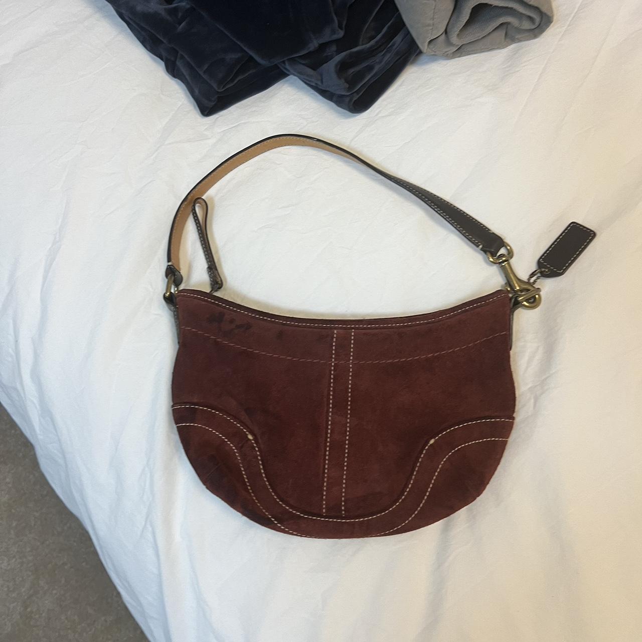Authentic vintage dark red suede coach mini shoulder... - Depop