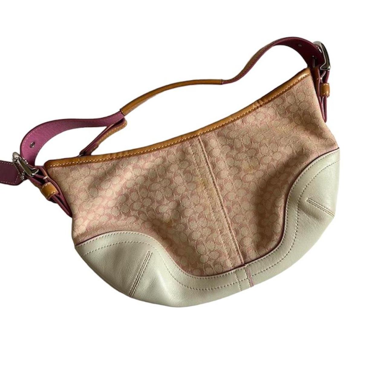 Pink coach monogram mini shoulder bag - has signs of... - Depop