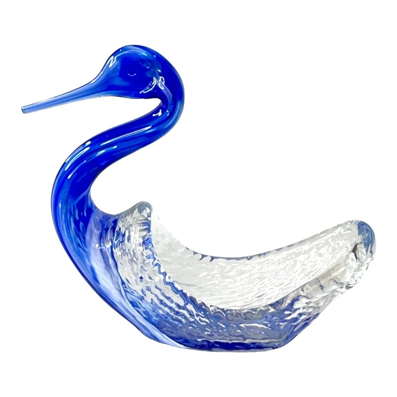 Vintage Oglebay Wheeling Cobalt Blue ART GLASS SWAN... - Depop