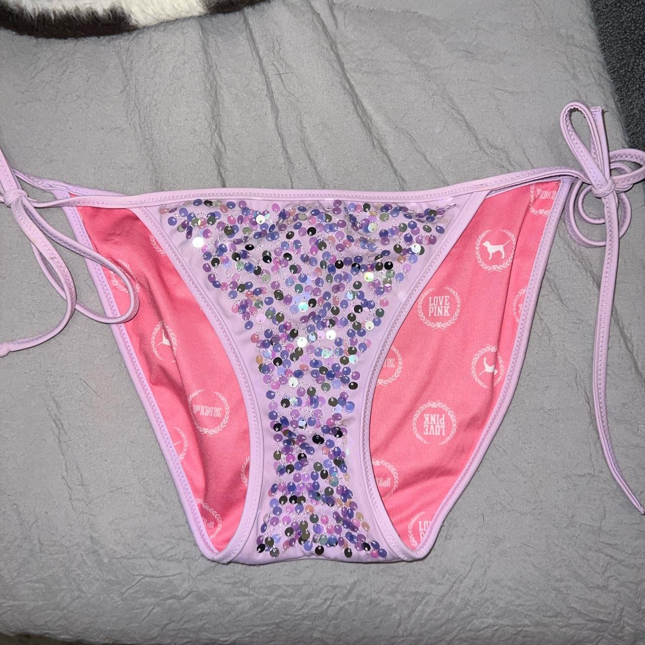 PINK Victoria’s Secret small sequin swim bottoms - Depop