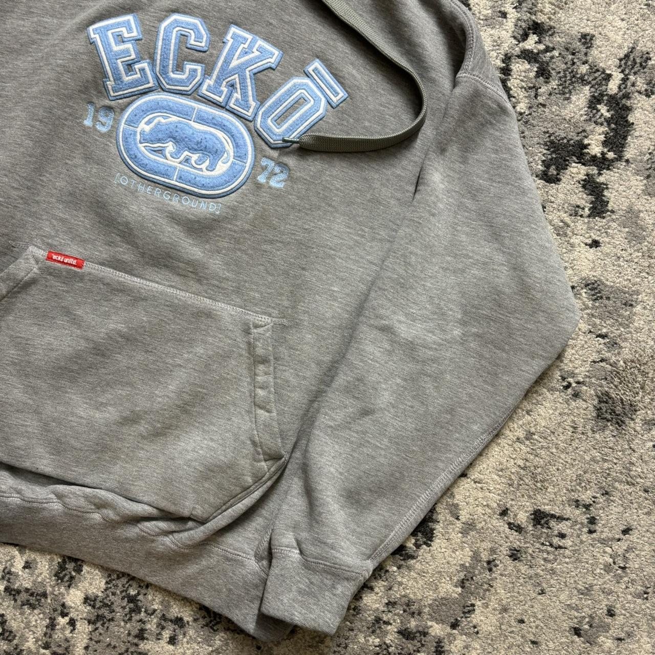 Ecko UNLTD Hoodie Medium Gray Embroidered Logo VTG... - Depop