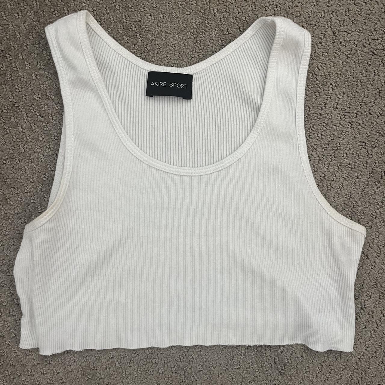 Akire Sport White super cropped tank - Depop