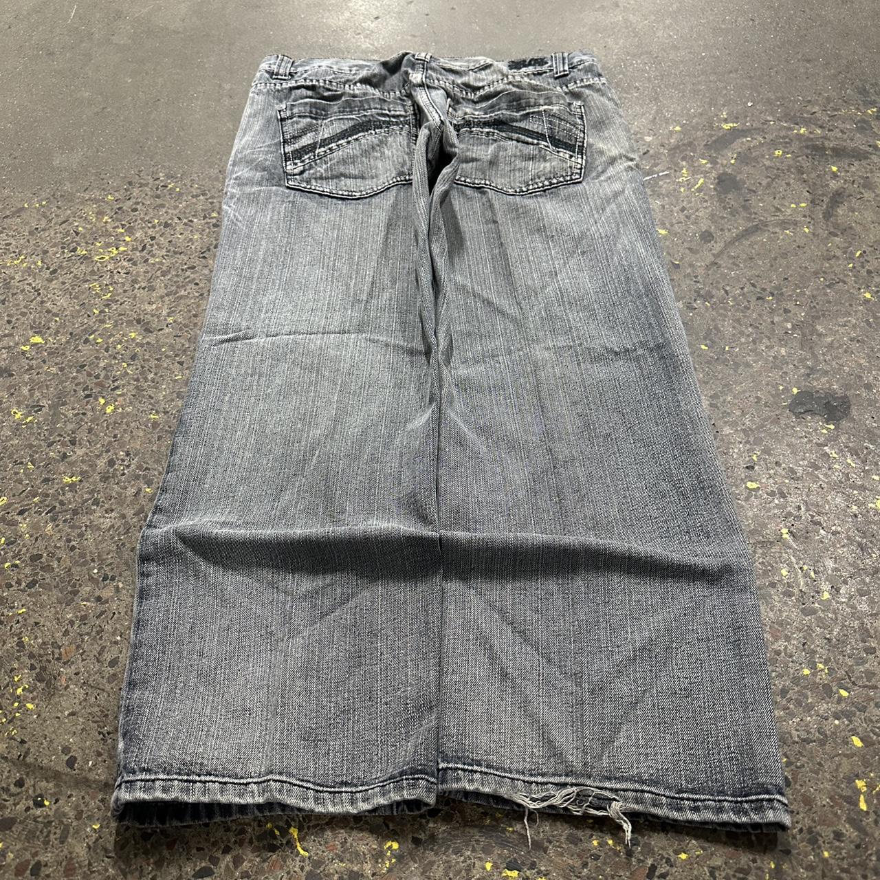 baggy y2k grudge wide leg black grey jeans no... - Depop