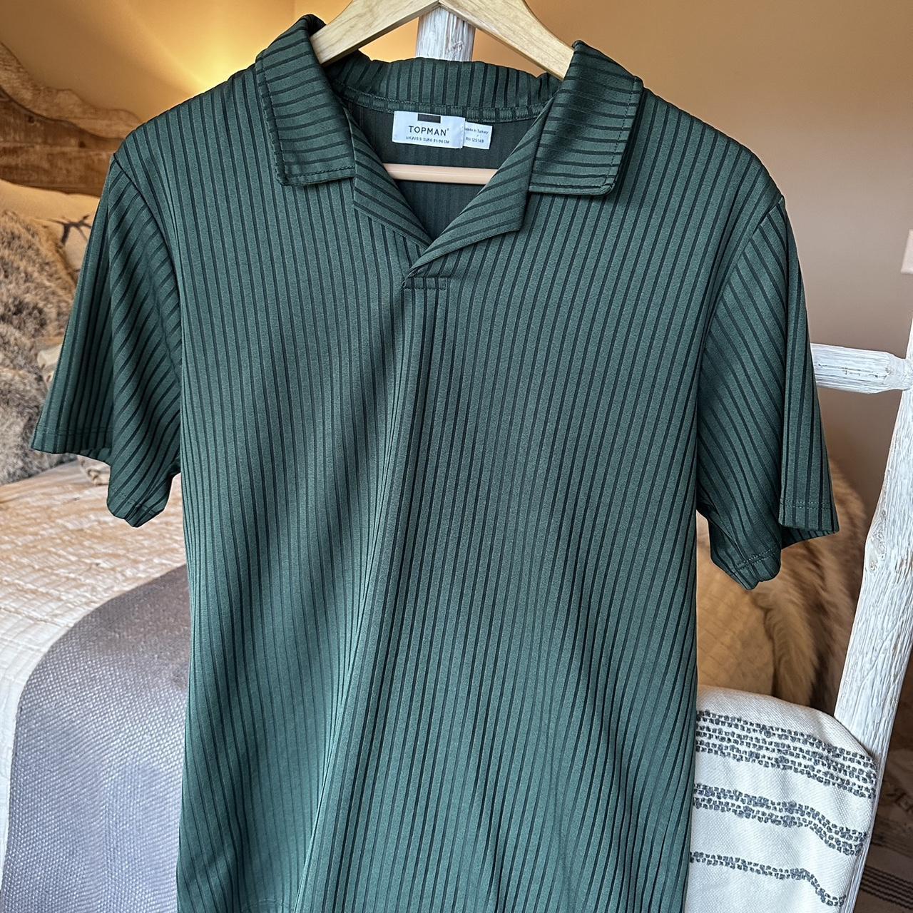 Forest Green Ribbed Topman Polo Size Small - Depop