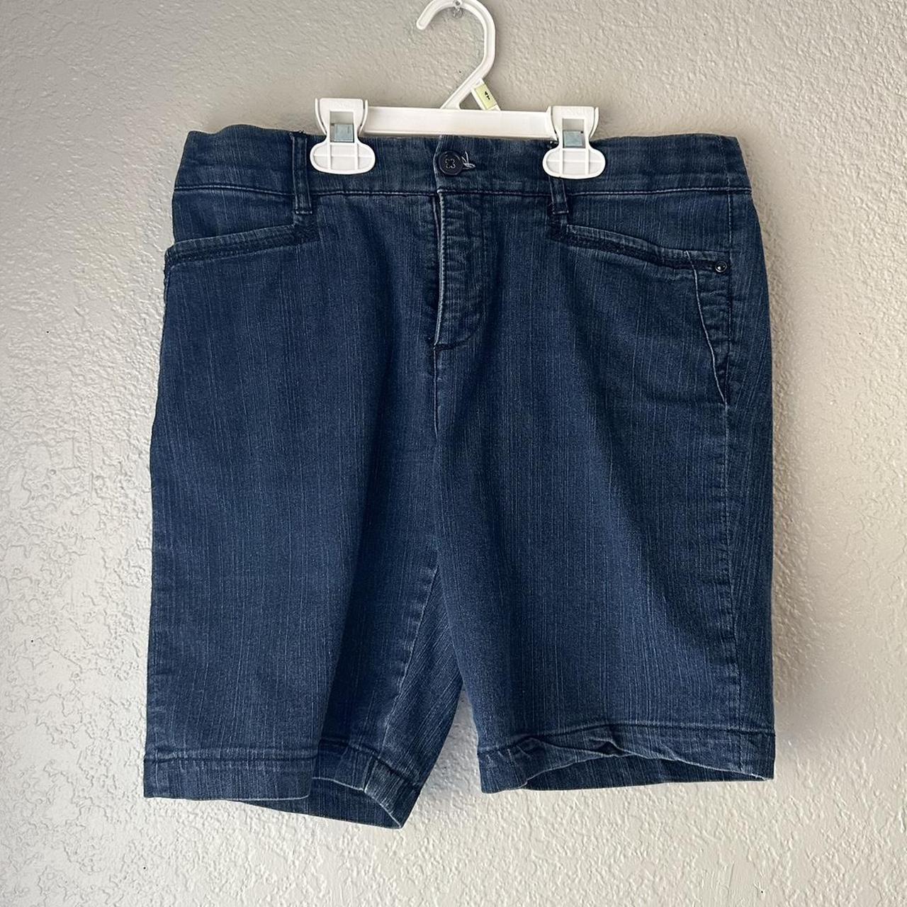 long jean shorts - button too with a zipper up -... - Depop