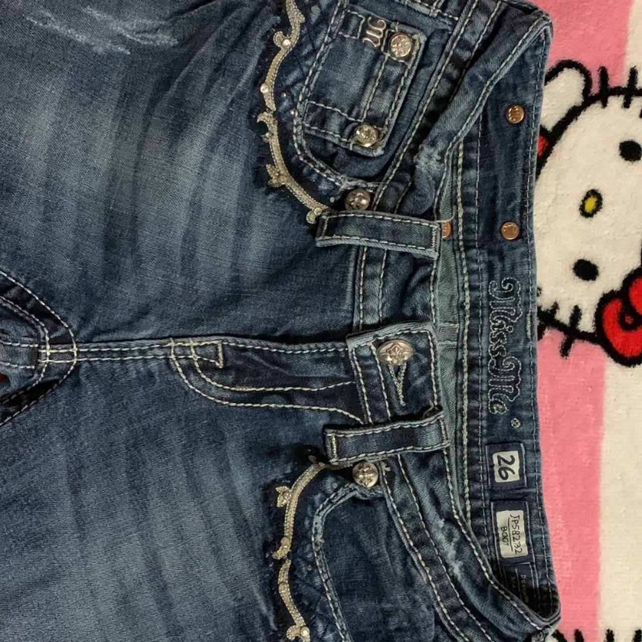 Miss Me Women's Navy and Blue Jeans | Depop