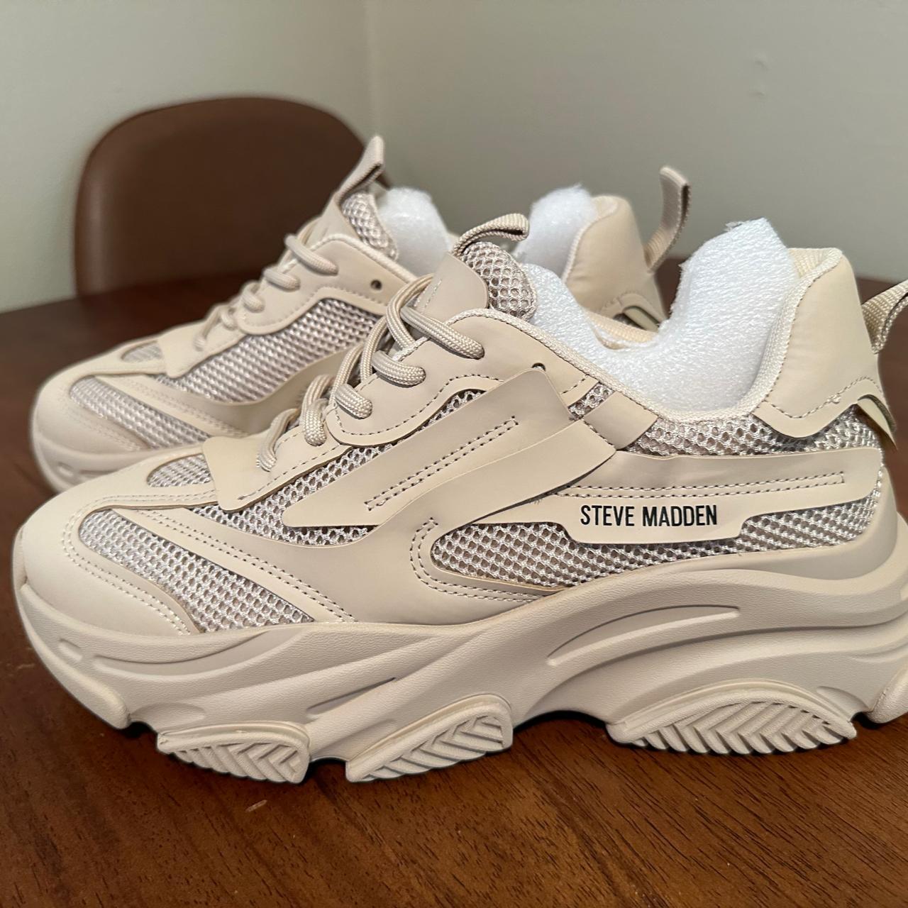 Steve Madden Women's Cream Trainers | Depop