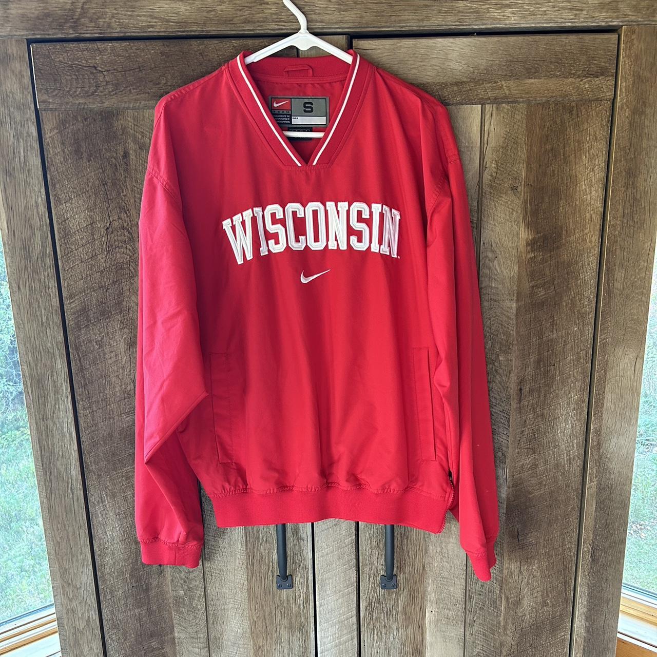 Nike Men’s Wisconsin Badgers Crewneck Windbreaker... - Depop