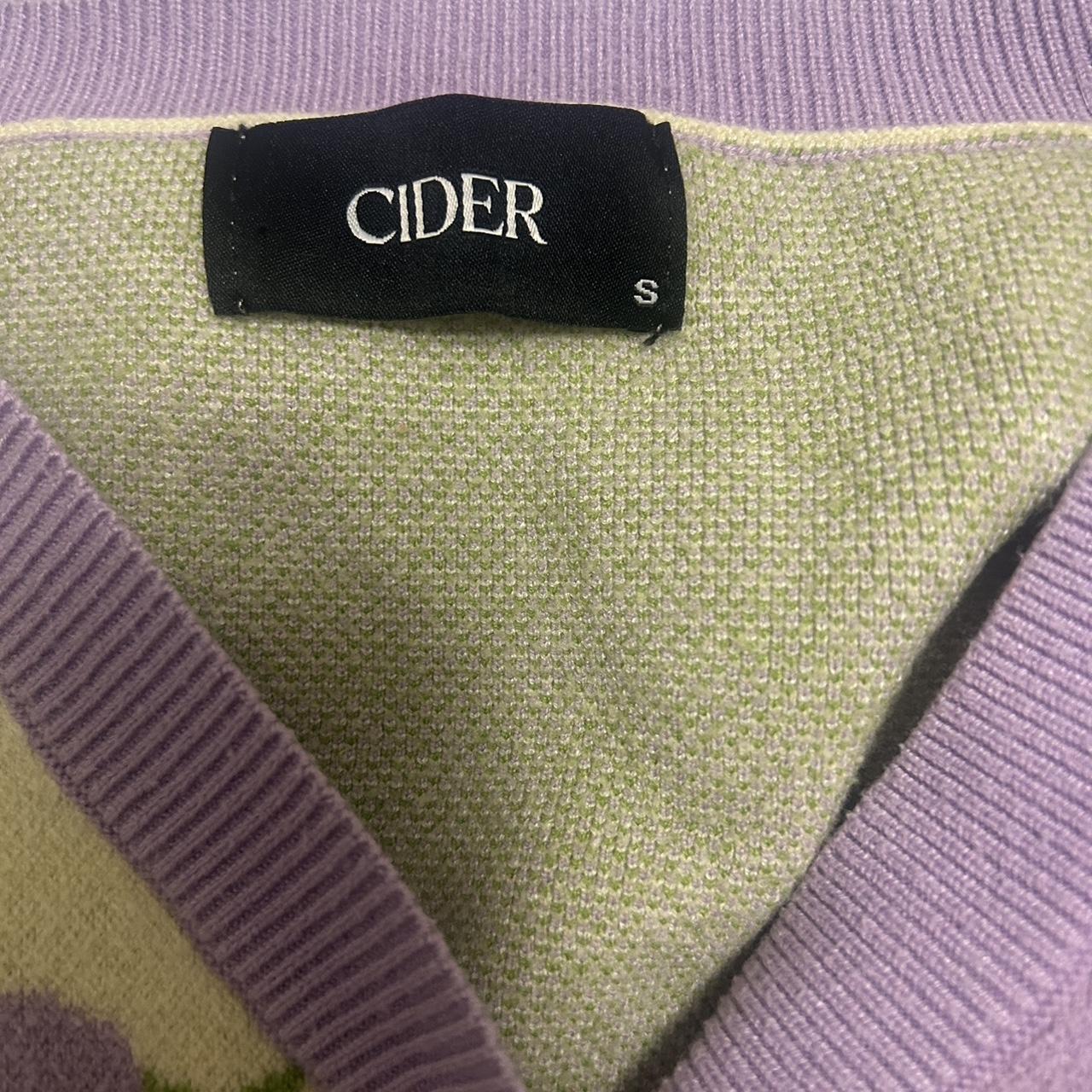 small CIDER cream and purple floral cropped sweater - Depop