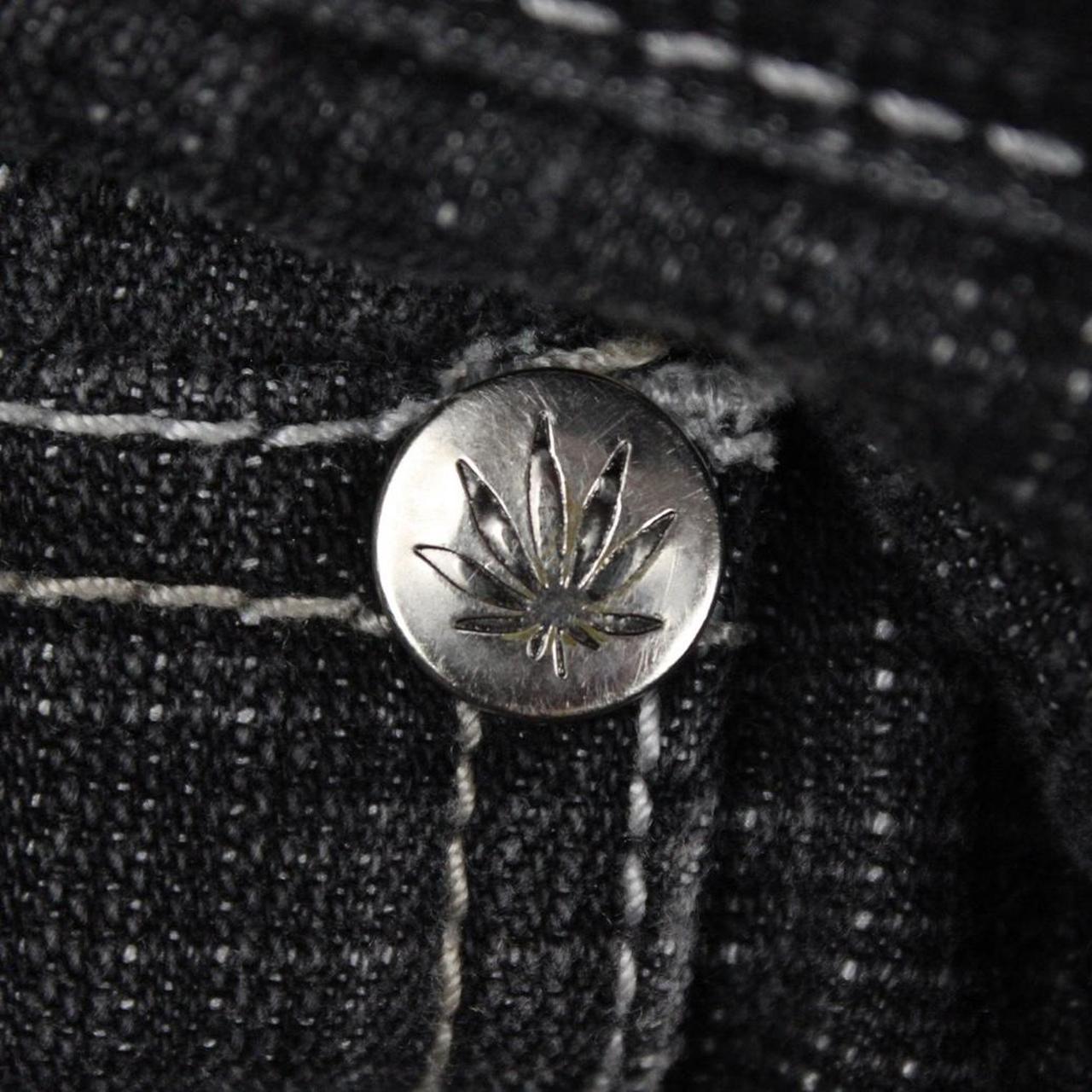 VICTORIOUS EMBROIDERED WEED LEAF JEANS SIZE... - Depop