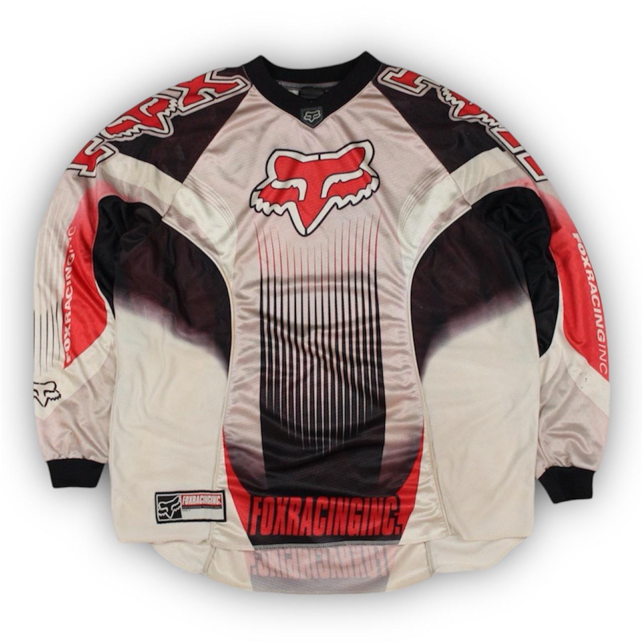 VINTAGE FOX RACING JERSEY SIZE 2XL YELLOWING AND... - Depop