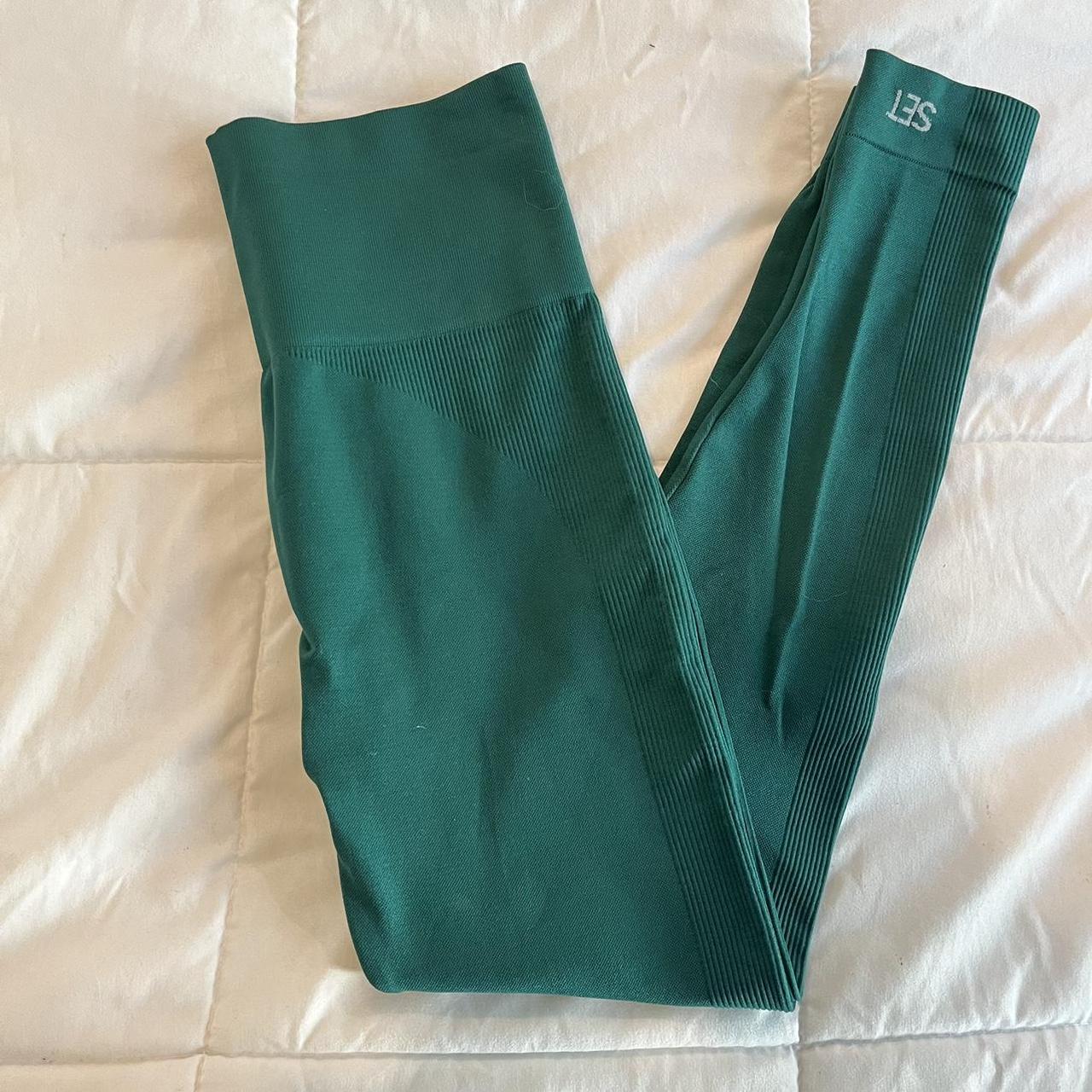set active dark green leggings #activewear... - Depop