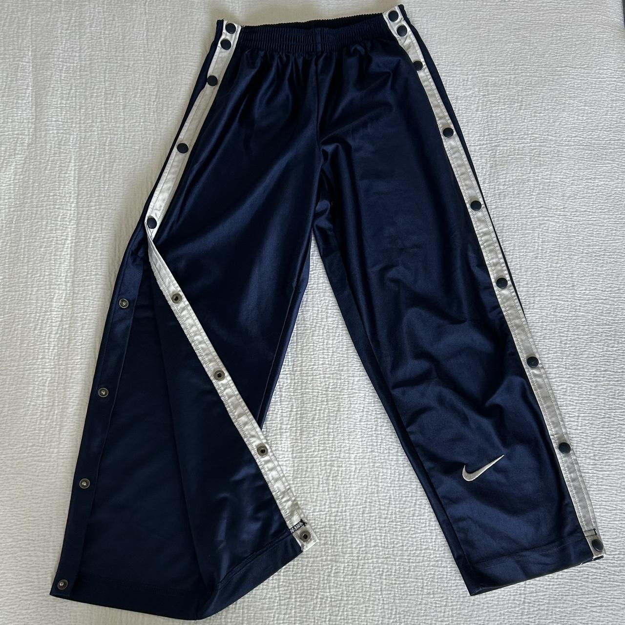 Vintage Nike Navy Popper Pants in size S/8 but fits... - Depop