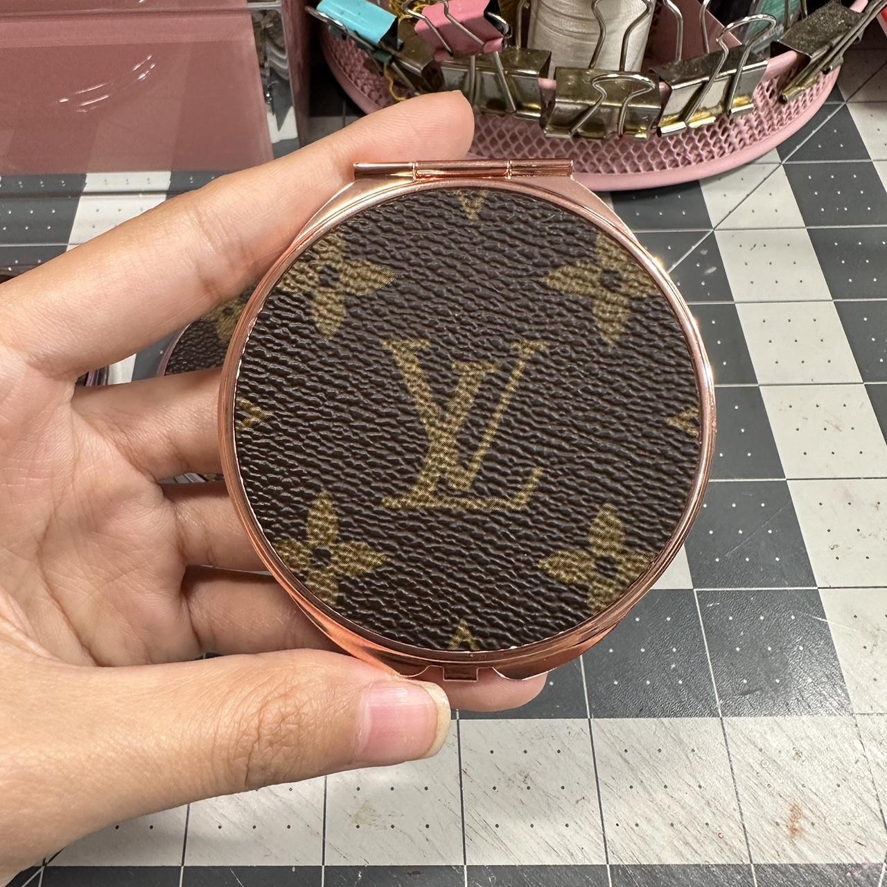 Handcrafted repurposed LV monogram compact mirror... - Depop