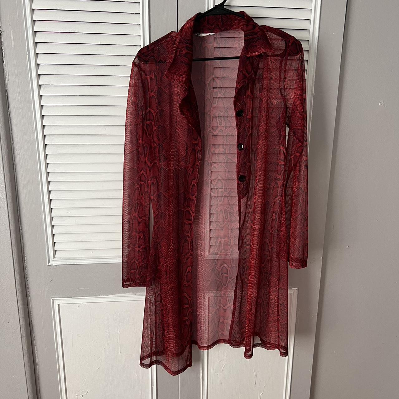 Red snake print cover up jacket unknown brand - Depop