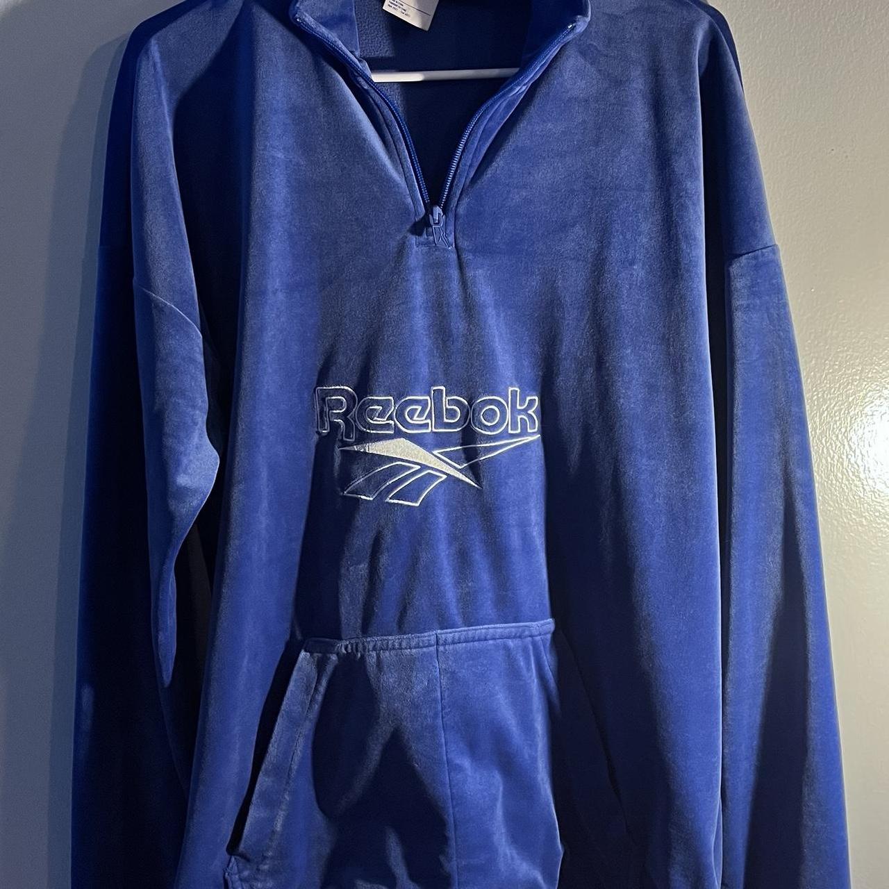 Lavender Vintage Velvet Reebok Pull over ( what a... - Depop