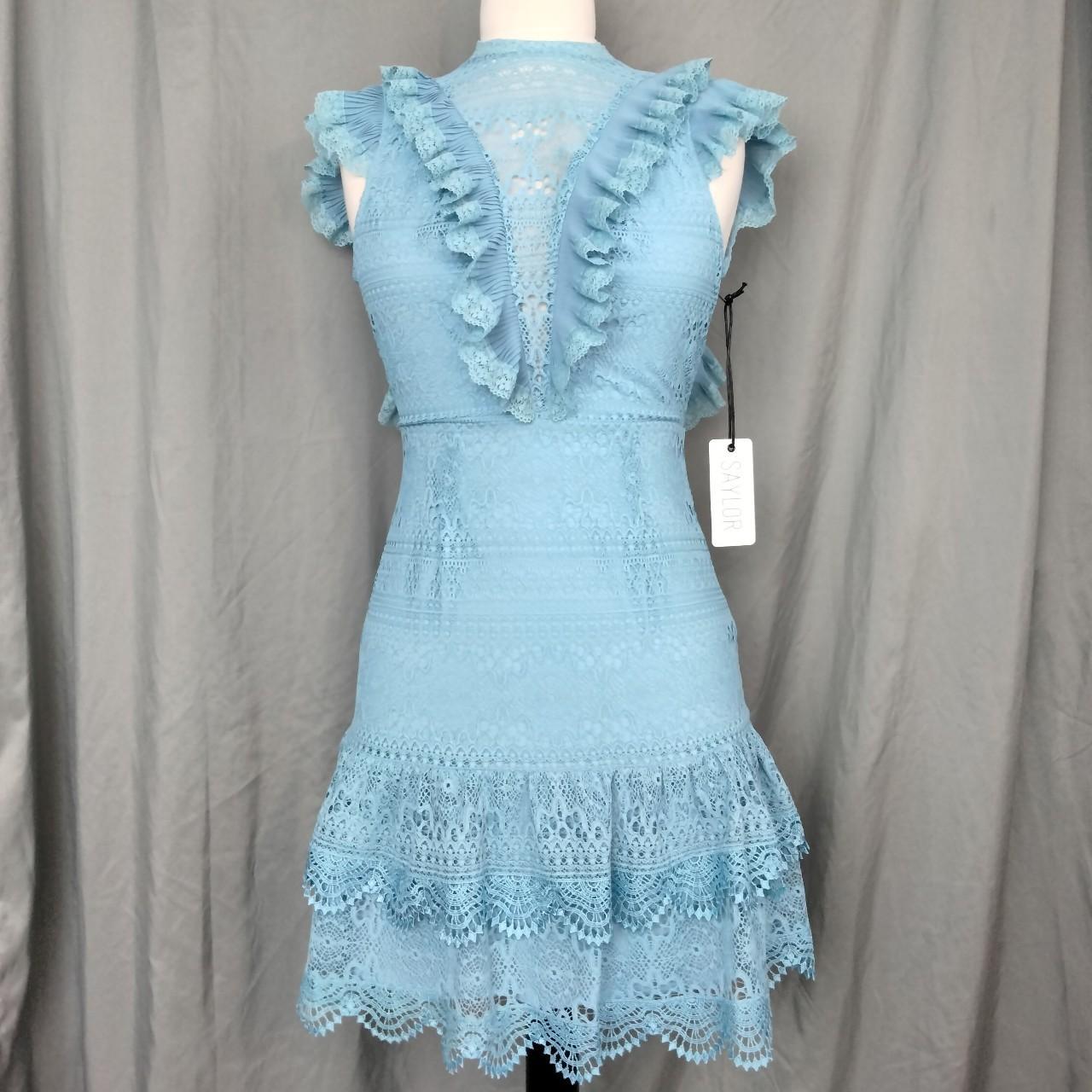 Dusk Blue Saylor Linear Lace Dress. size XS.... - Depop
