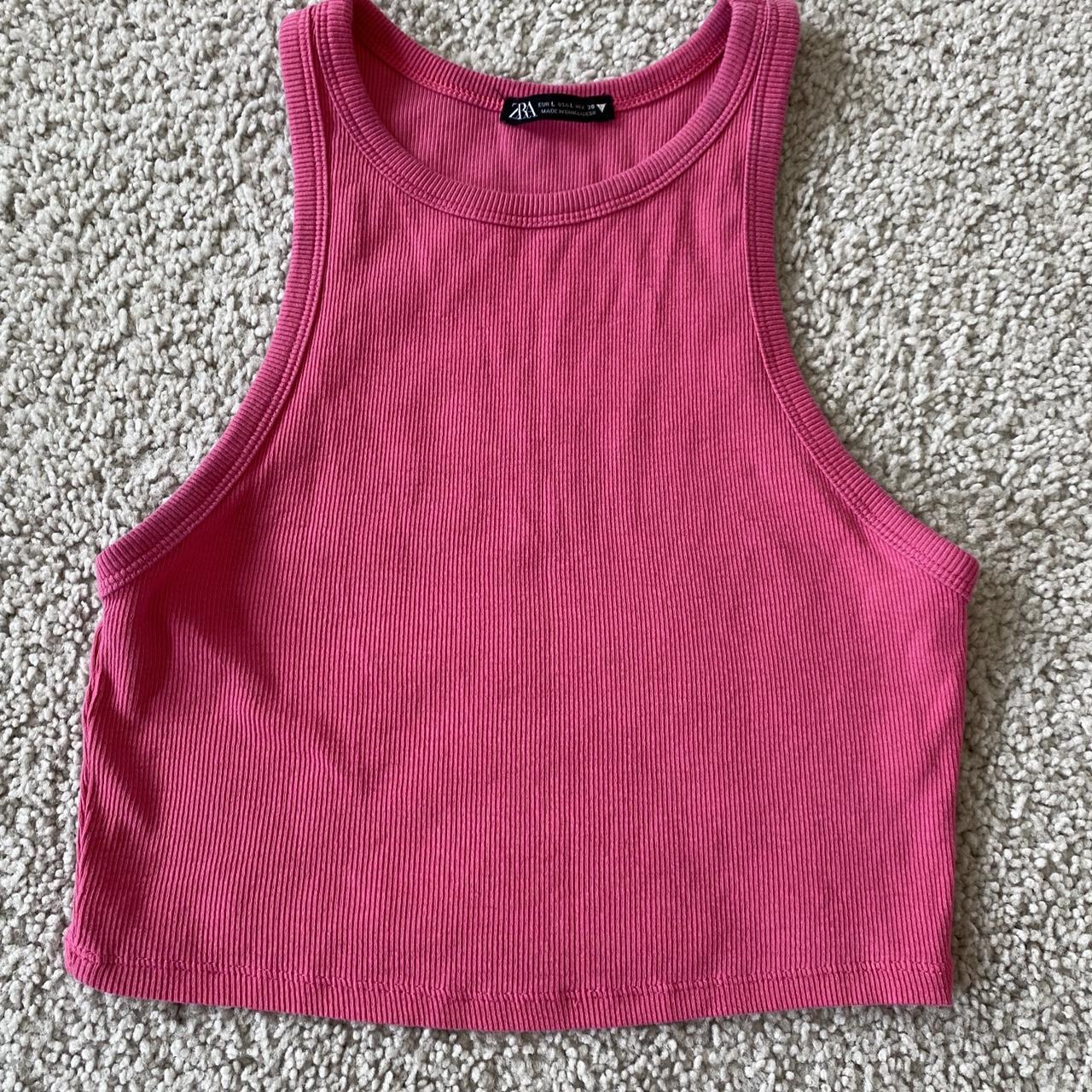 Hot Pink Crop Tank Top From Zara π Size L Depop