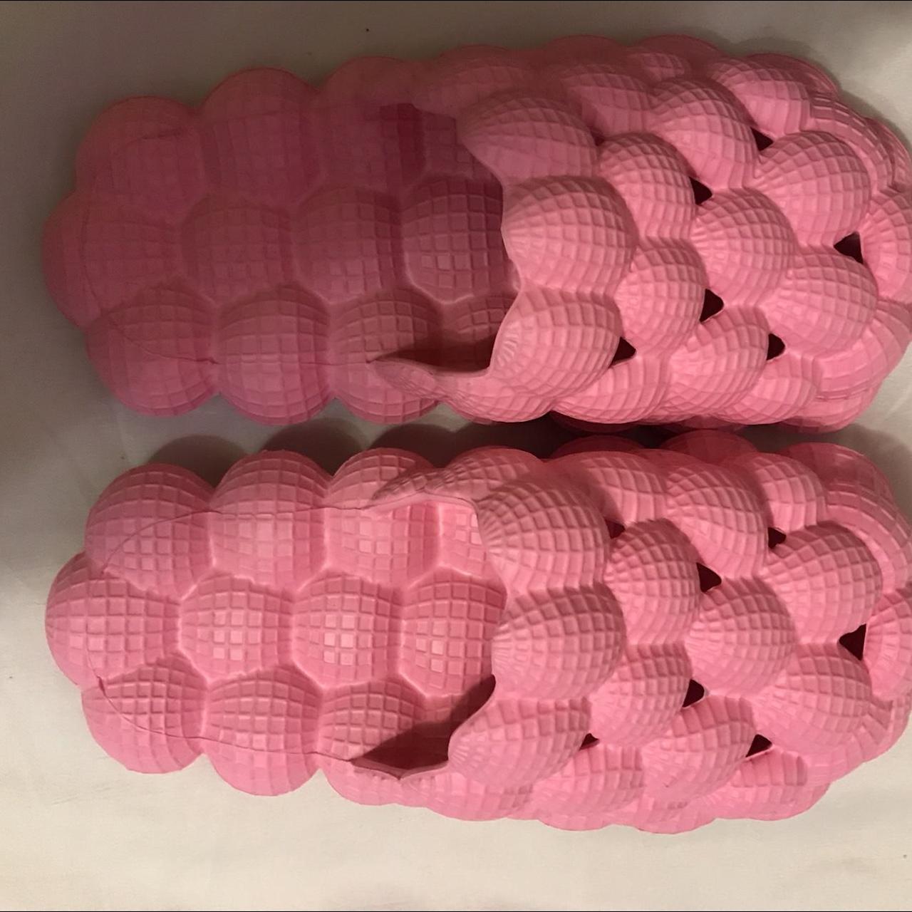 pink bubble slides from shein never worn before - Depop