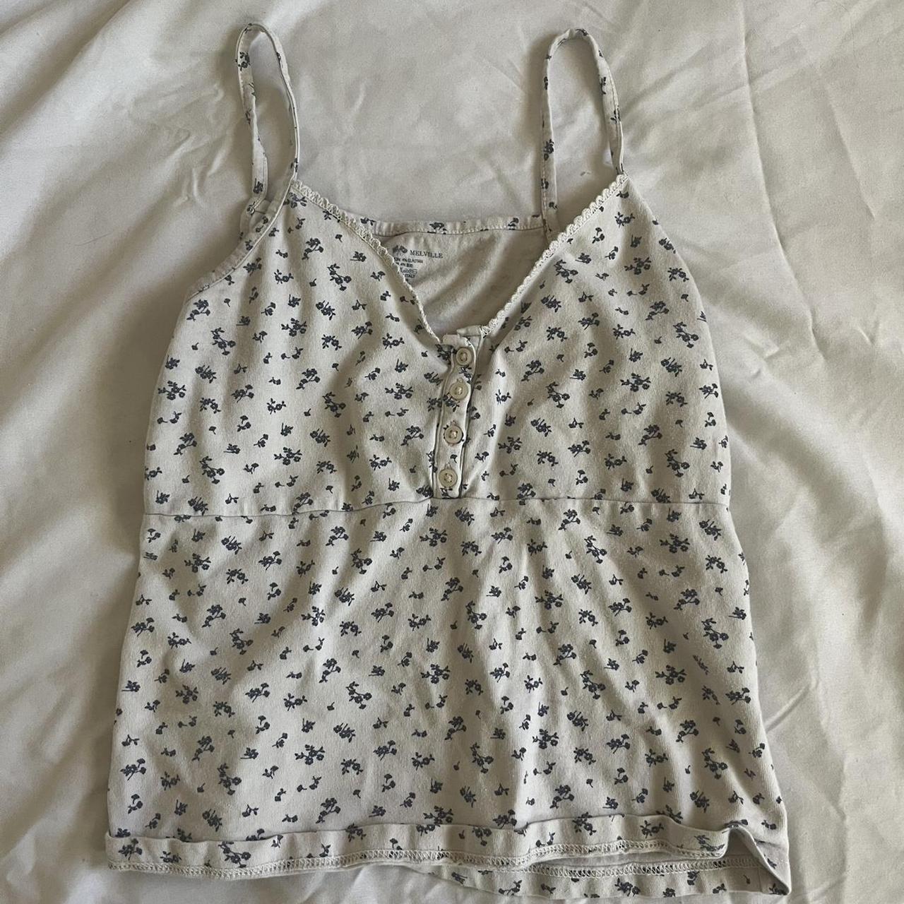 one size floral brandy tank! super cute worn a lot... | Depop