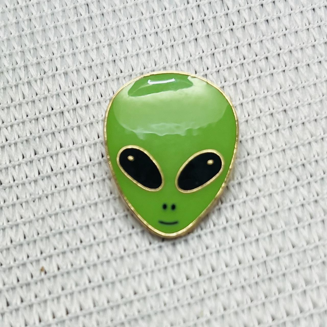 NEW Green alien face enamel pin. #ufo #et #space... - Depop