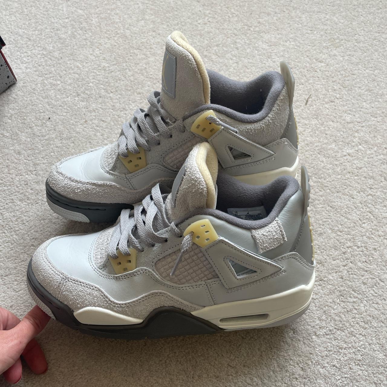Jordan Grey and White Trainers | Depop