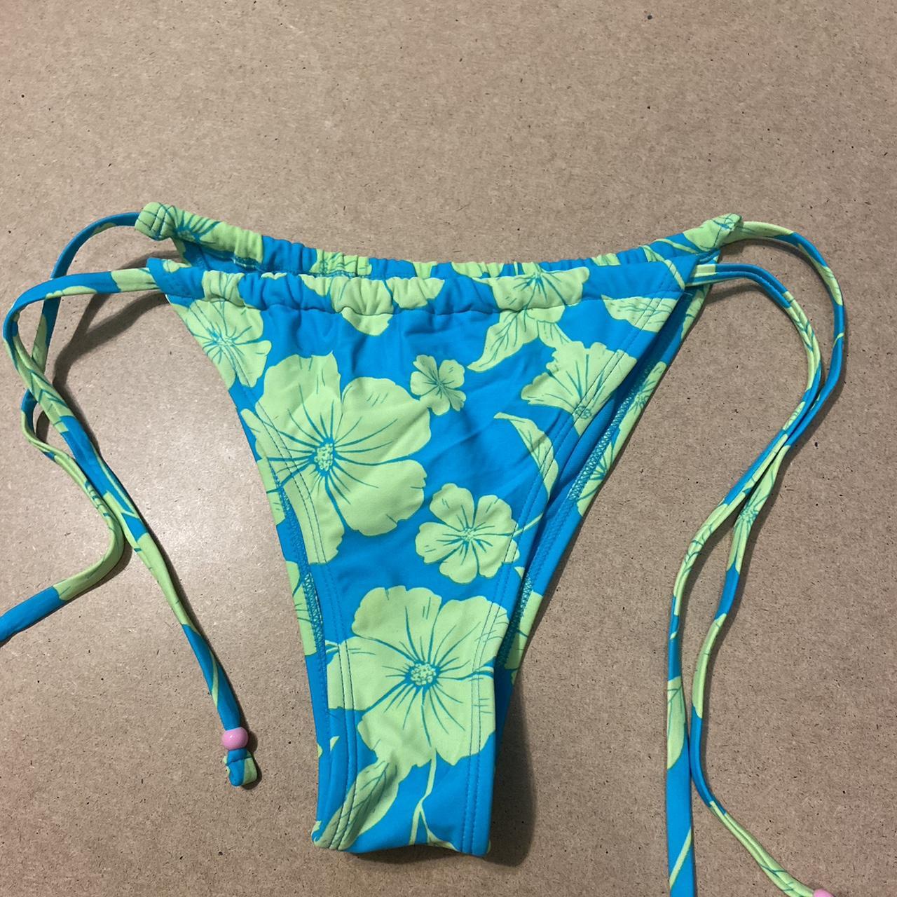 Blue And Green Flower Bikini Bottoms From Depop