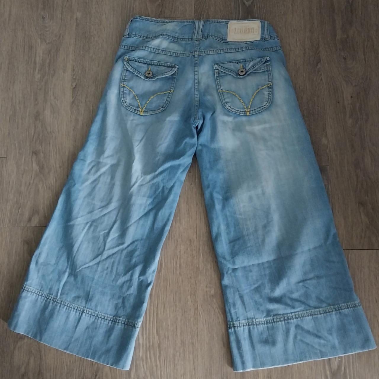 Vintage Z Cavaricci Jeans Stonewashed/Bleached Capri... - Depop