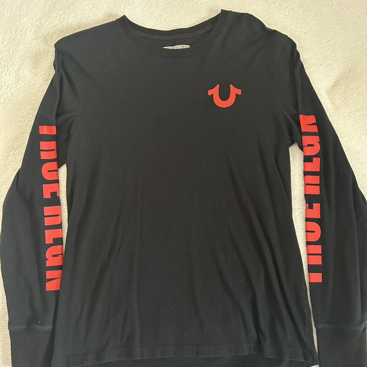 True Religion Men's Black and Red Shirt | Depop