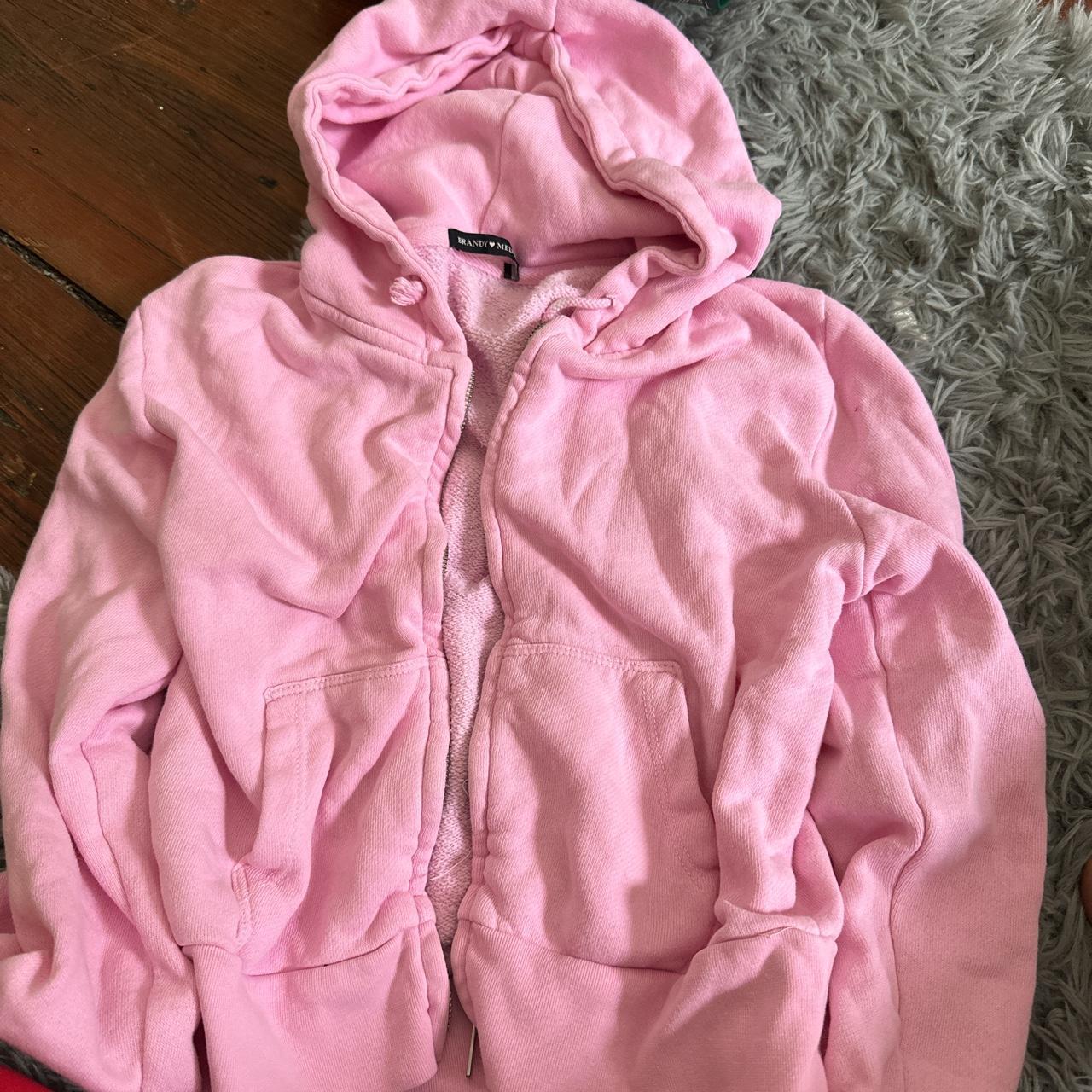 Cropped pink brandy hoodie - Depop