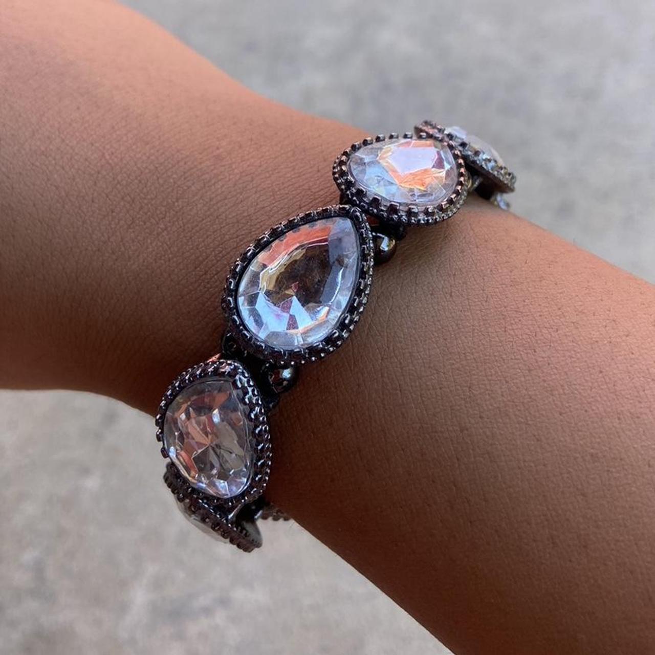 Silver Gem Bracelet #y2k #silver - Depop