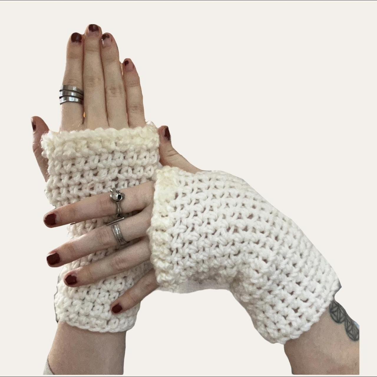 handmade white arm warmers with fuzzy brim 🤍🤍(see... - Depop