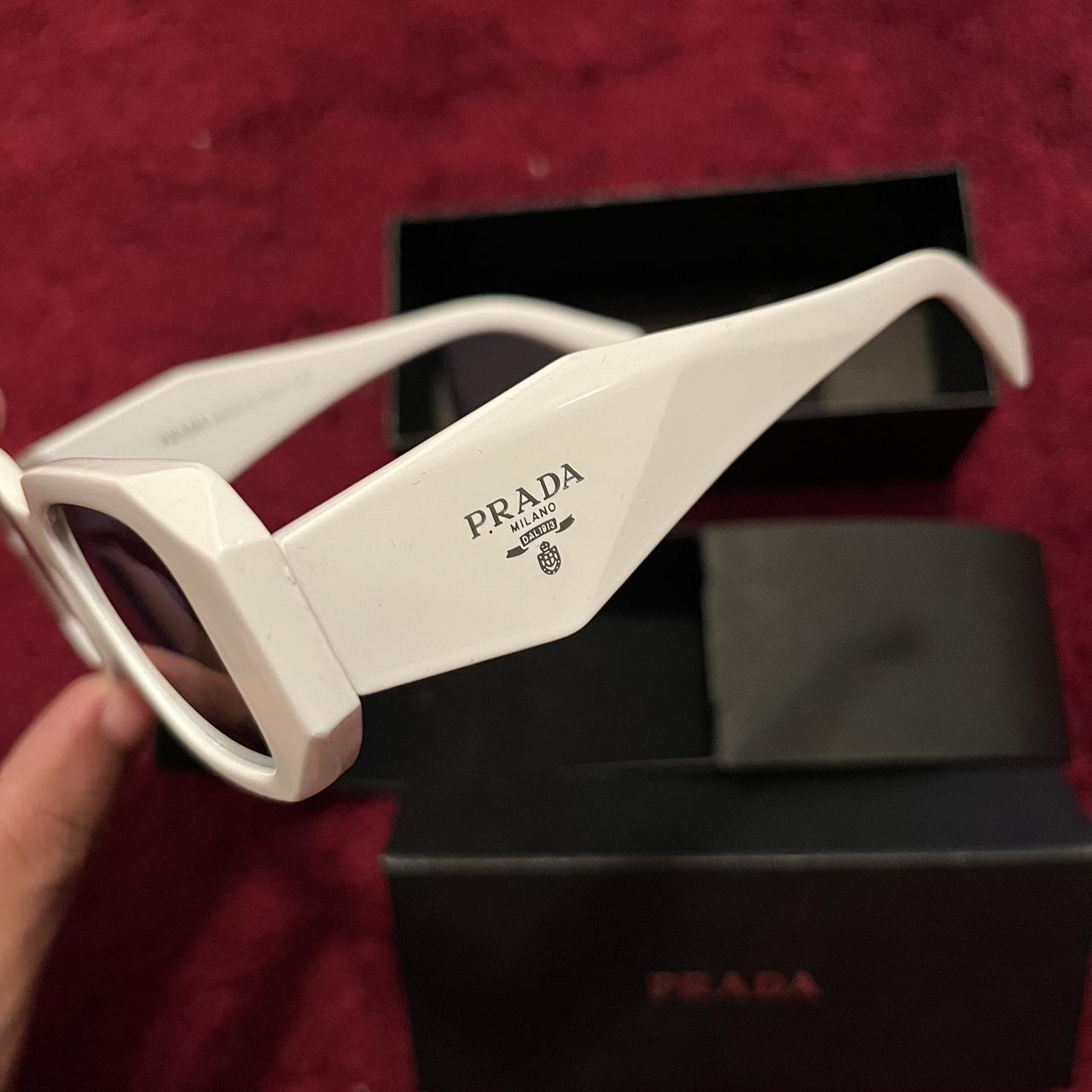 White Prada Shades. Worn a few times… still in good... - Depop