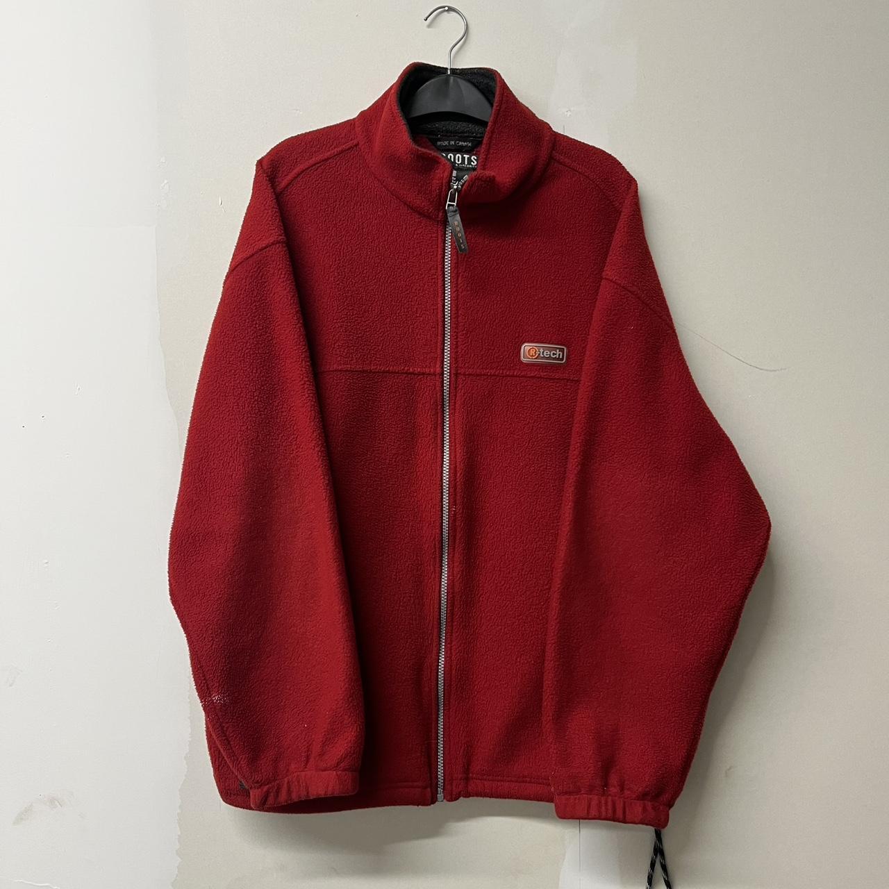 Red Roots fleece jacket - Depop