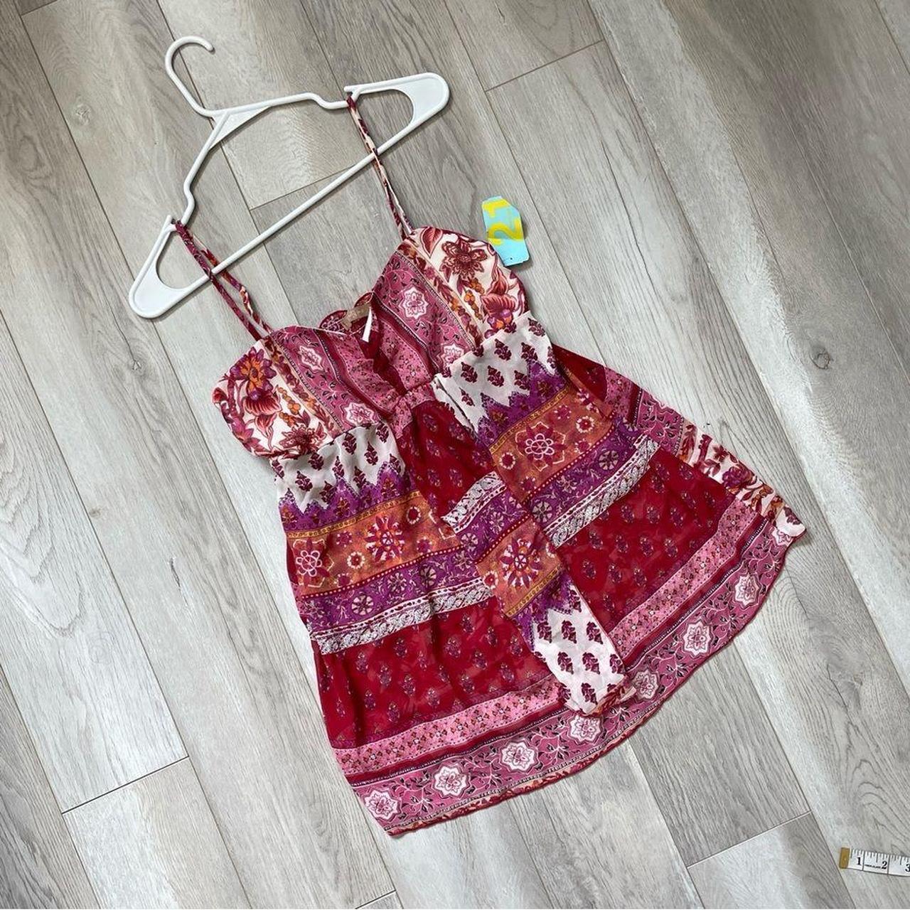 Forever 21 Patchwork Y2K Tank Top in the color pink... | Depop
