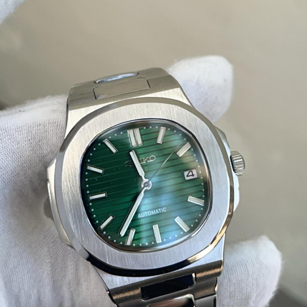 Seiko Mod Nautilus Green Dial NH35 Movement - Depop
