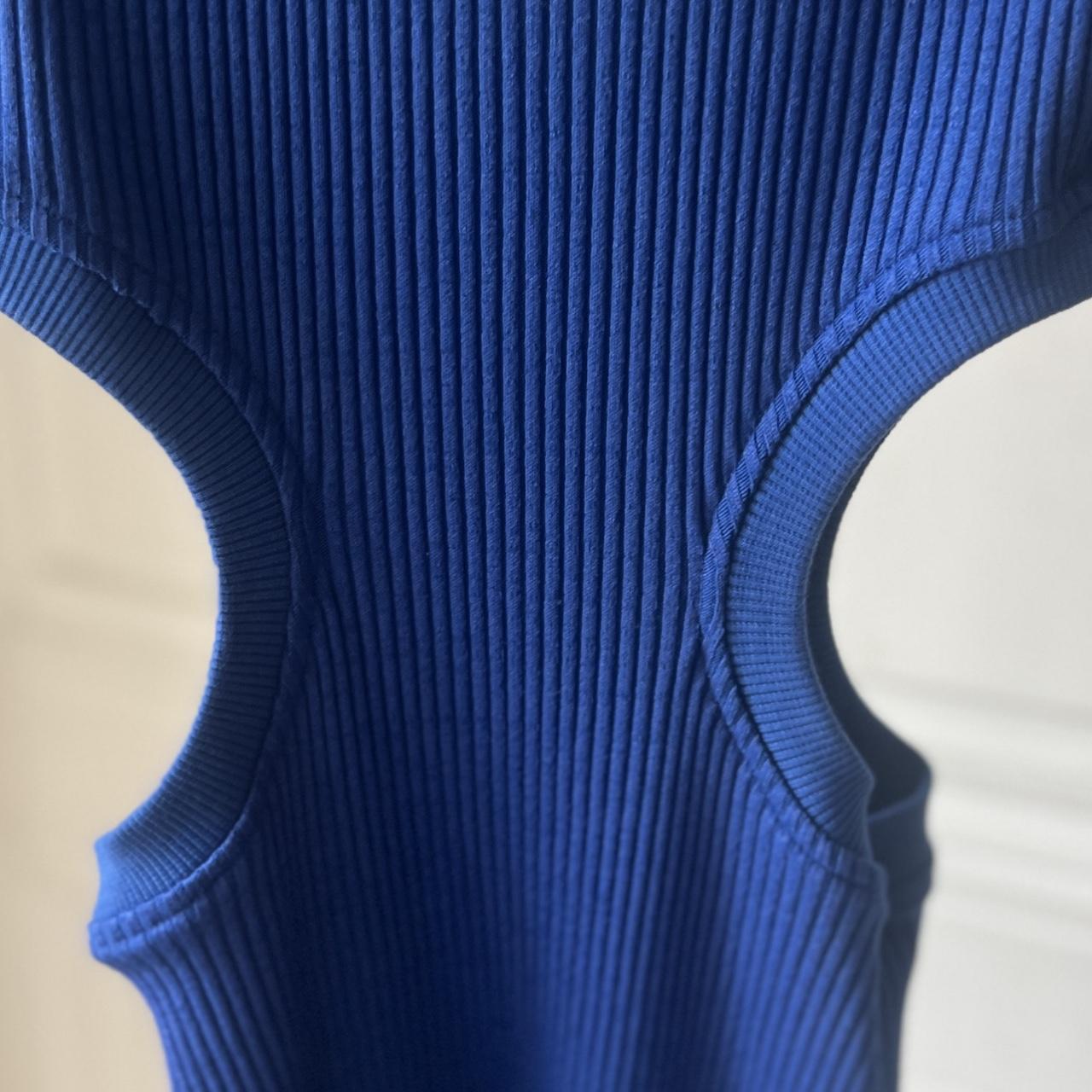 ZARA Blue Ribbed Cut Out Mini Dress Bodycon fit,... - Depop
